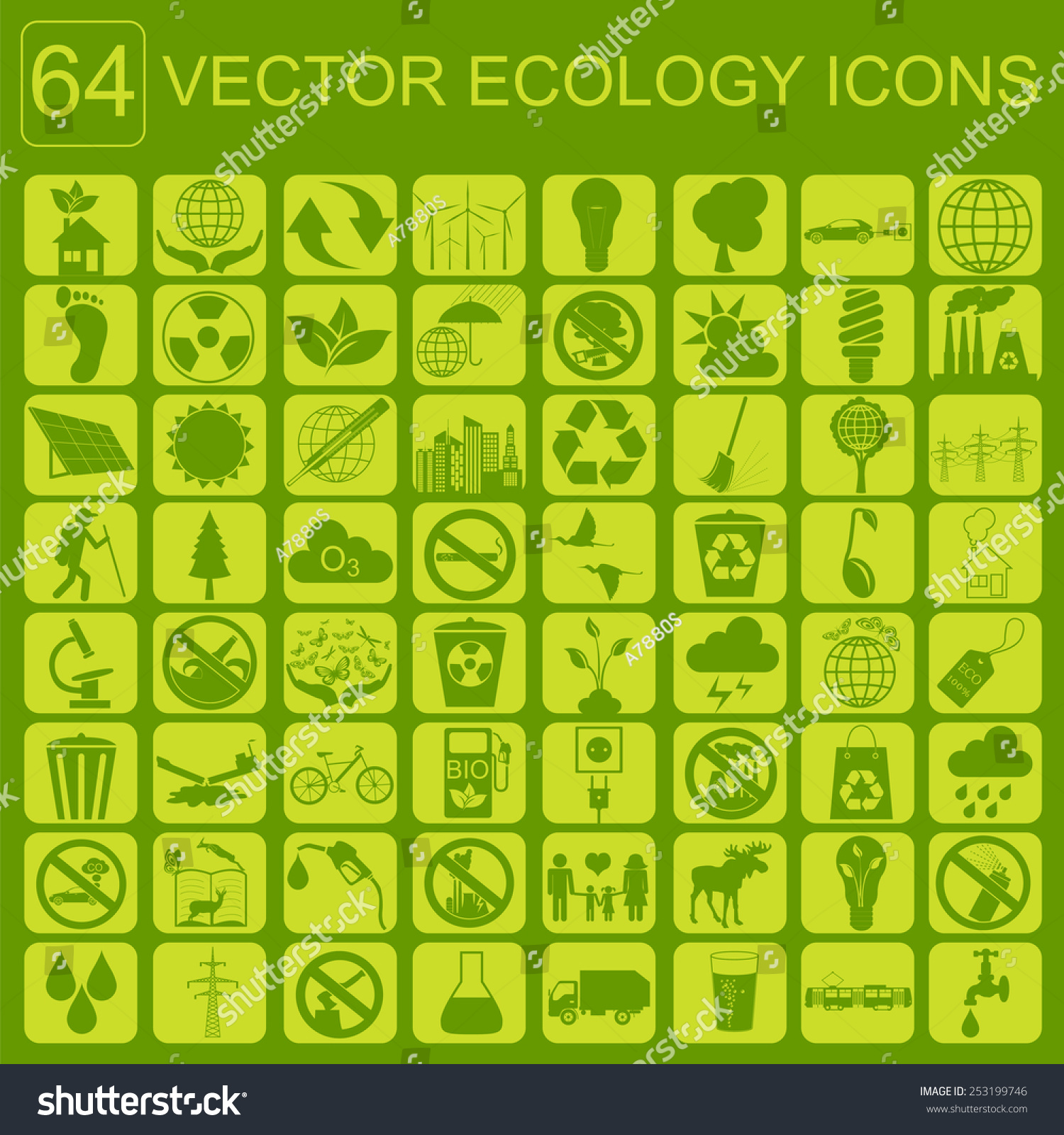Environment Ecology Icon Set Environmental Risks Stock Vector (Royalty ...
