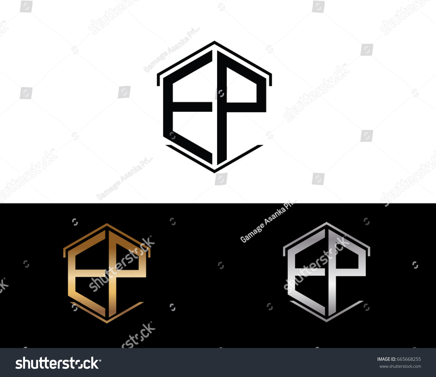 Ep Letters Linked Hexagon Shape Logo Stock Vector (Royalty Free) 665668255