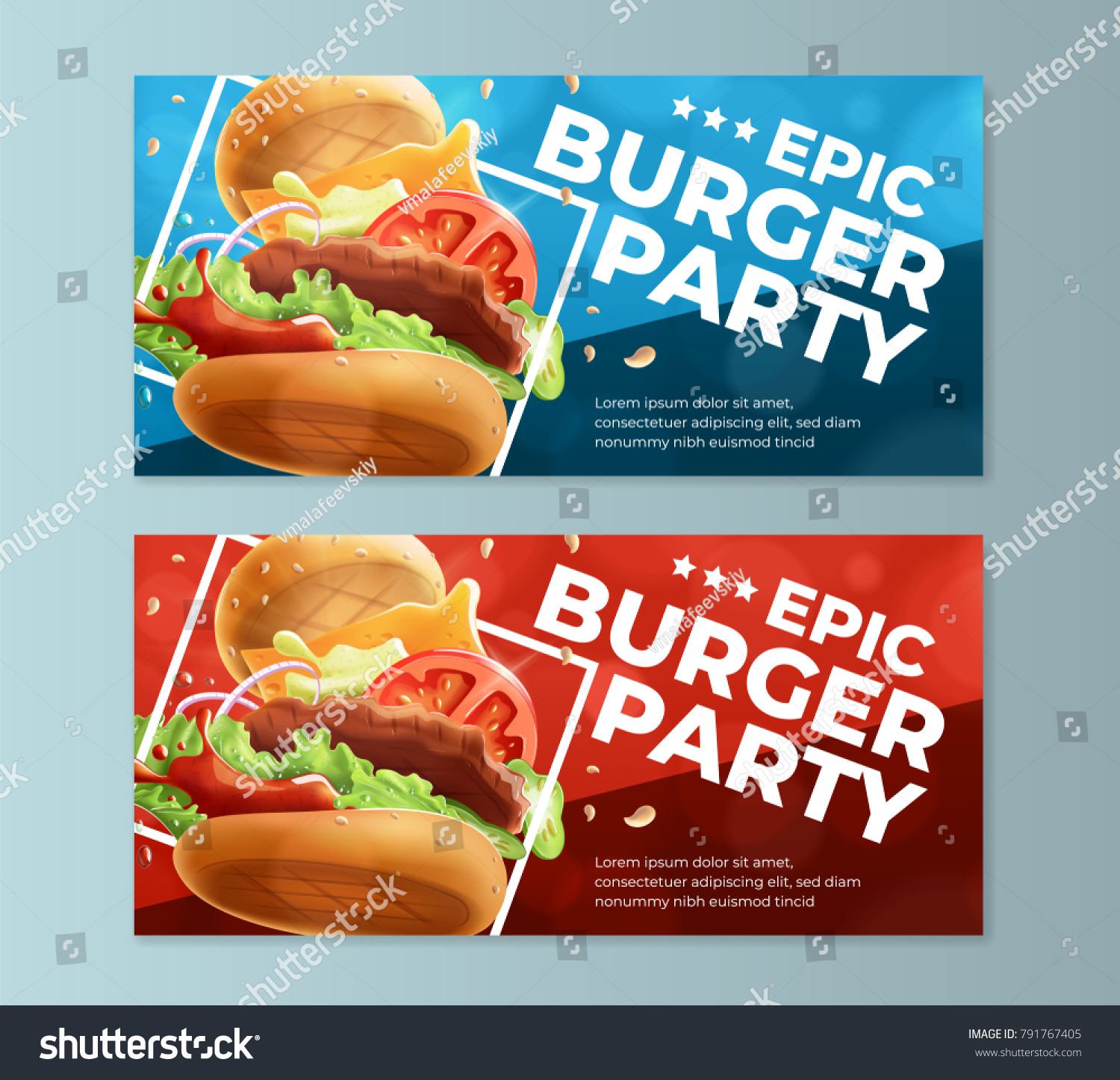 Epic Burger Party Flyers Concept Stock Vector (Royalty Free) 791767405
