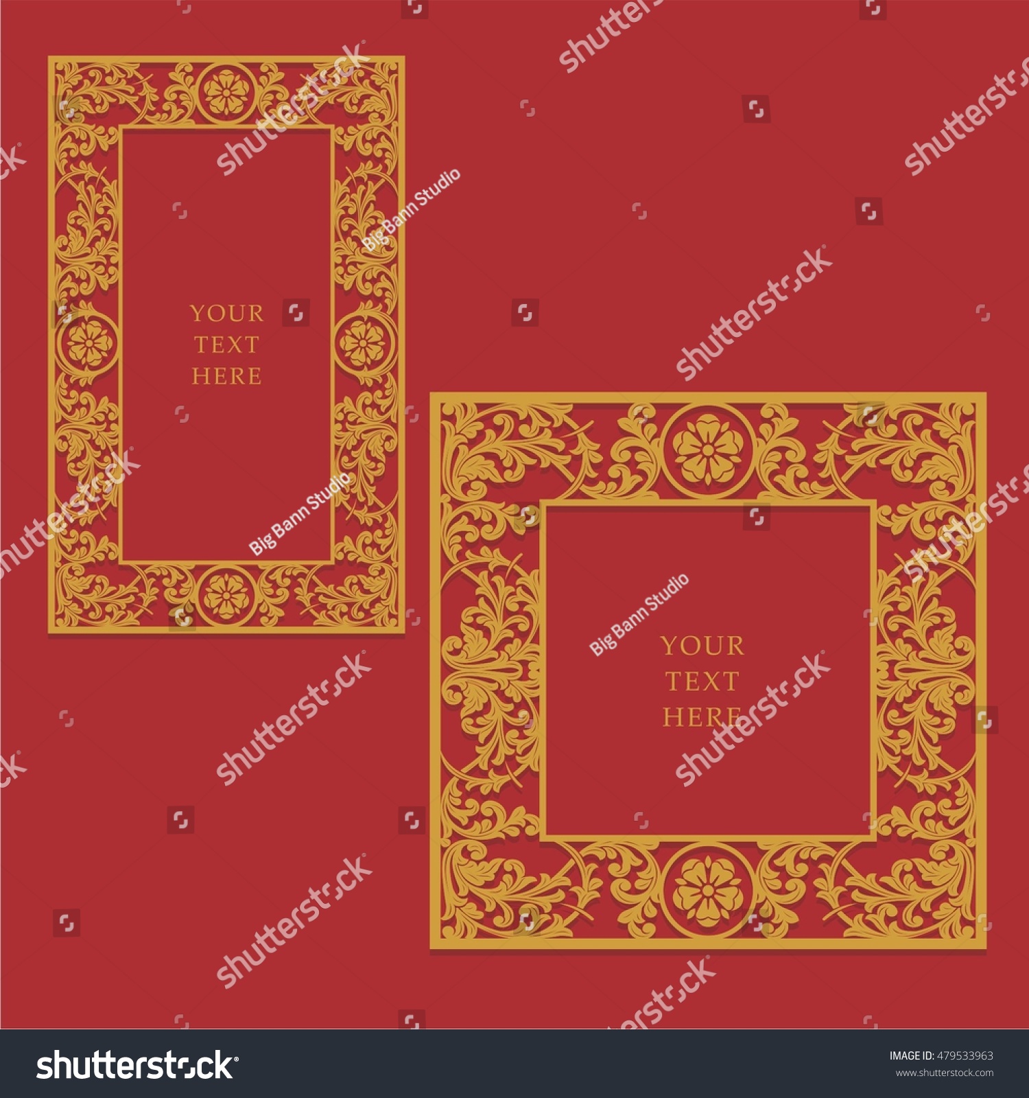 Epic Medieval Floral Frame Border: vector de stock (libre de regalías ...