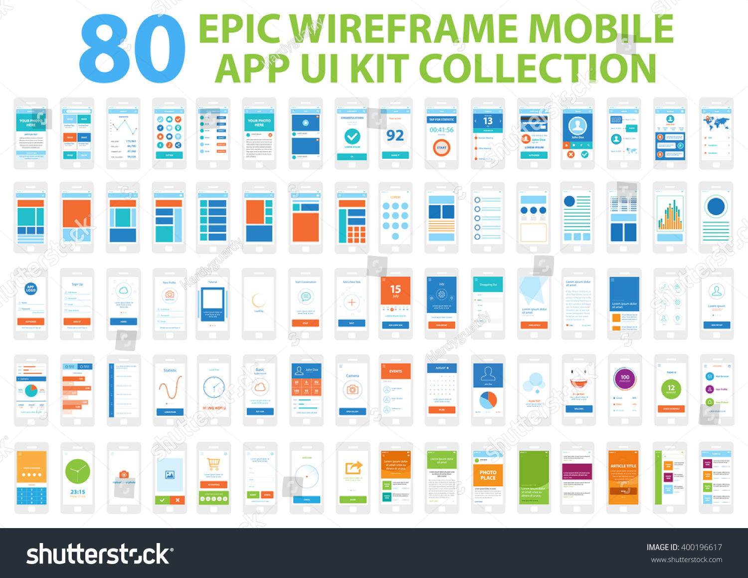 Epic Wireframe Mobile App Ui Kit: vector de stock (libre de regalías ...