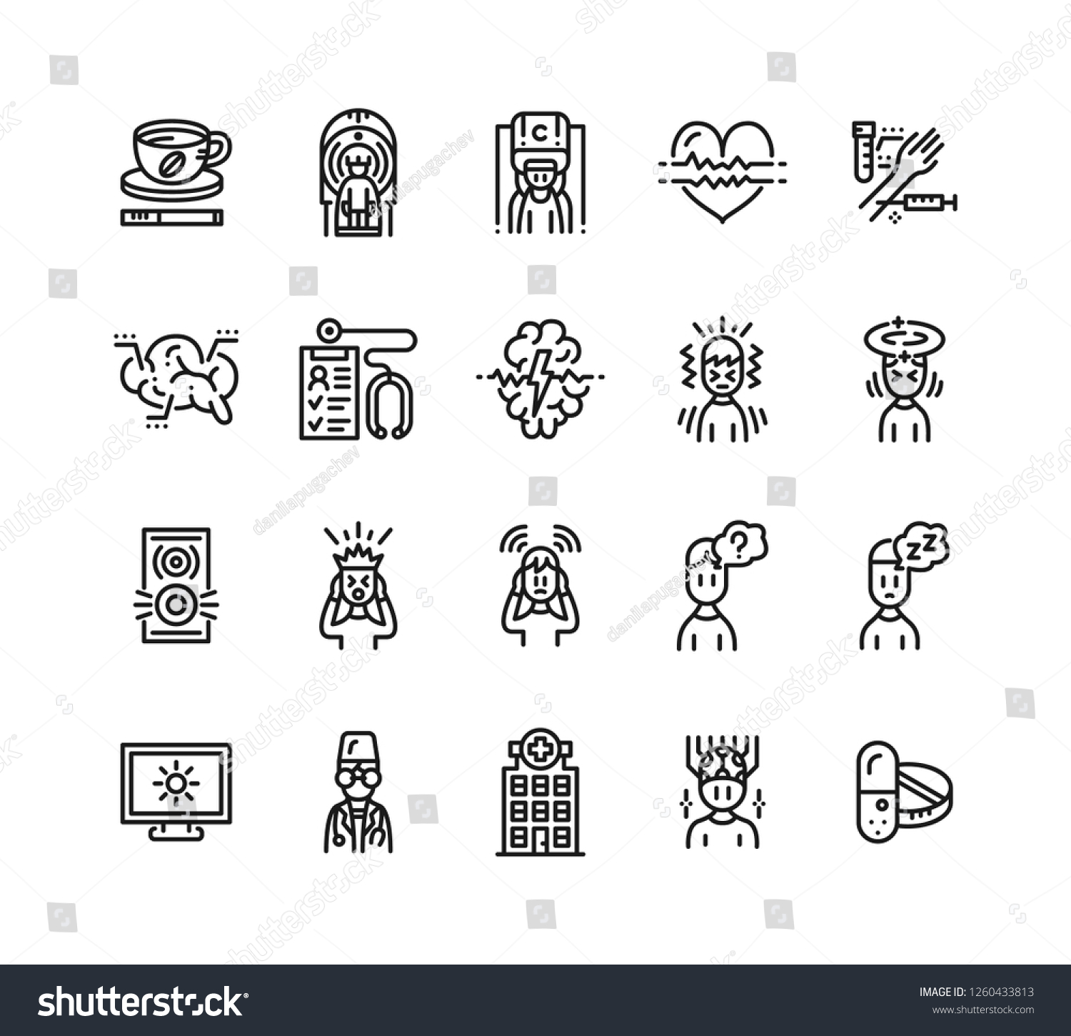 Epilepsy Signs Line Vector Icons Stock Vector (Royalty Free) 1260433813 ...