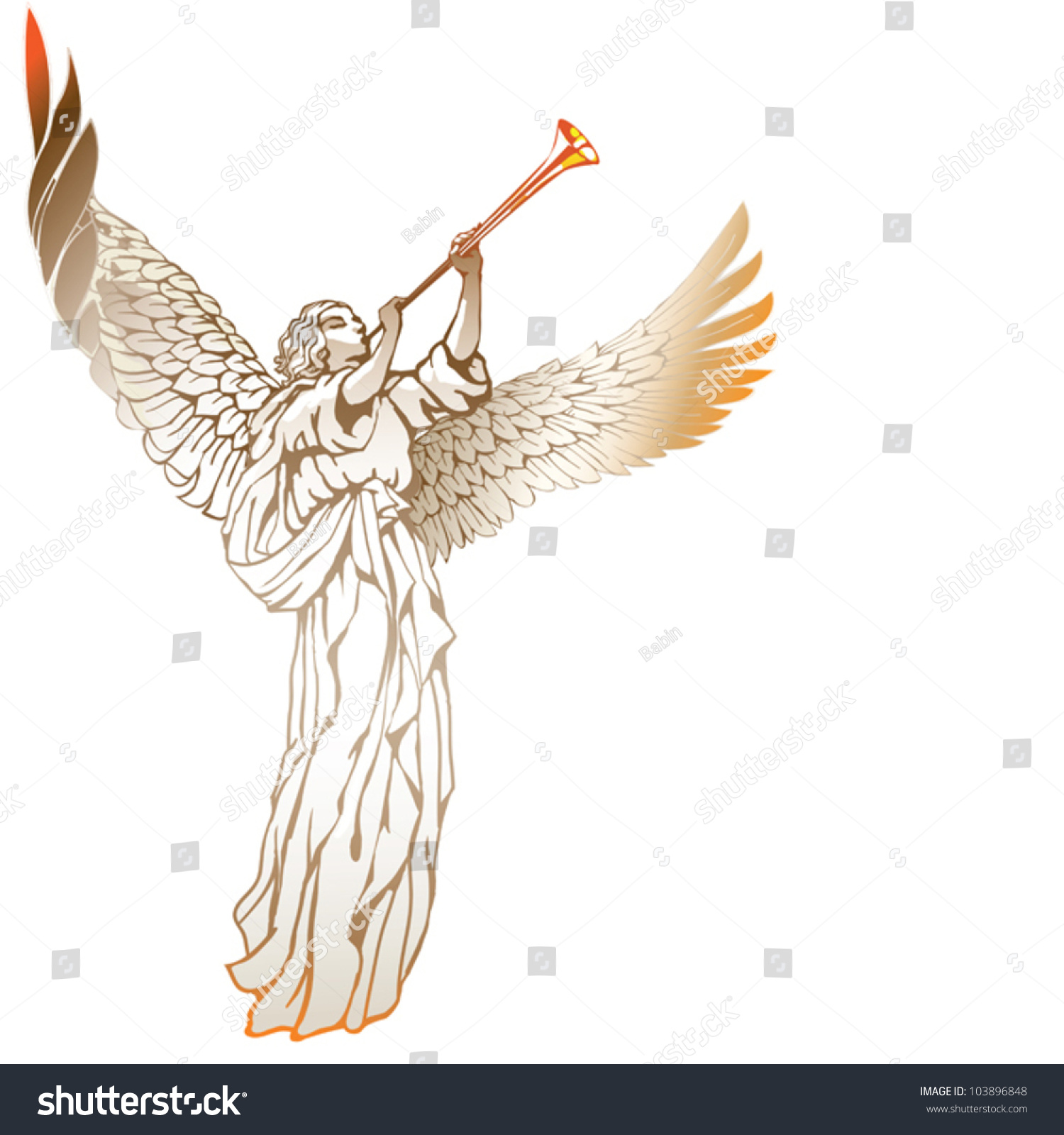 Eps 8 Blowing Angel Brown Range Stock Vector (Royalty Free) 103896848 ...