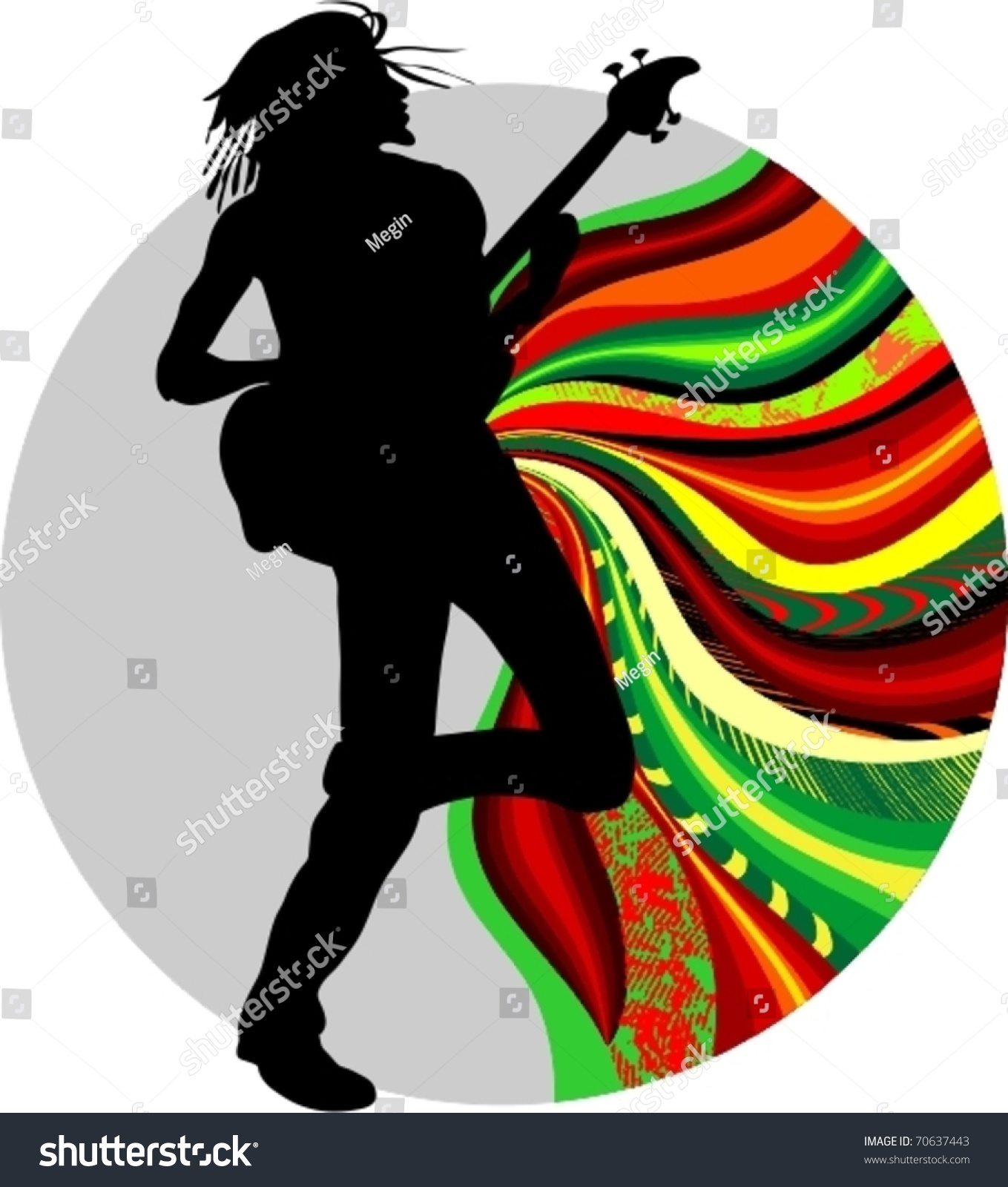 Eps 10 Silhouette Reggae Singer Stock Vector (Royalty Free) 70637443