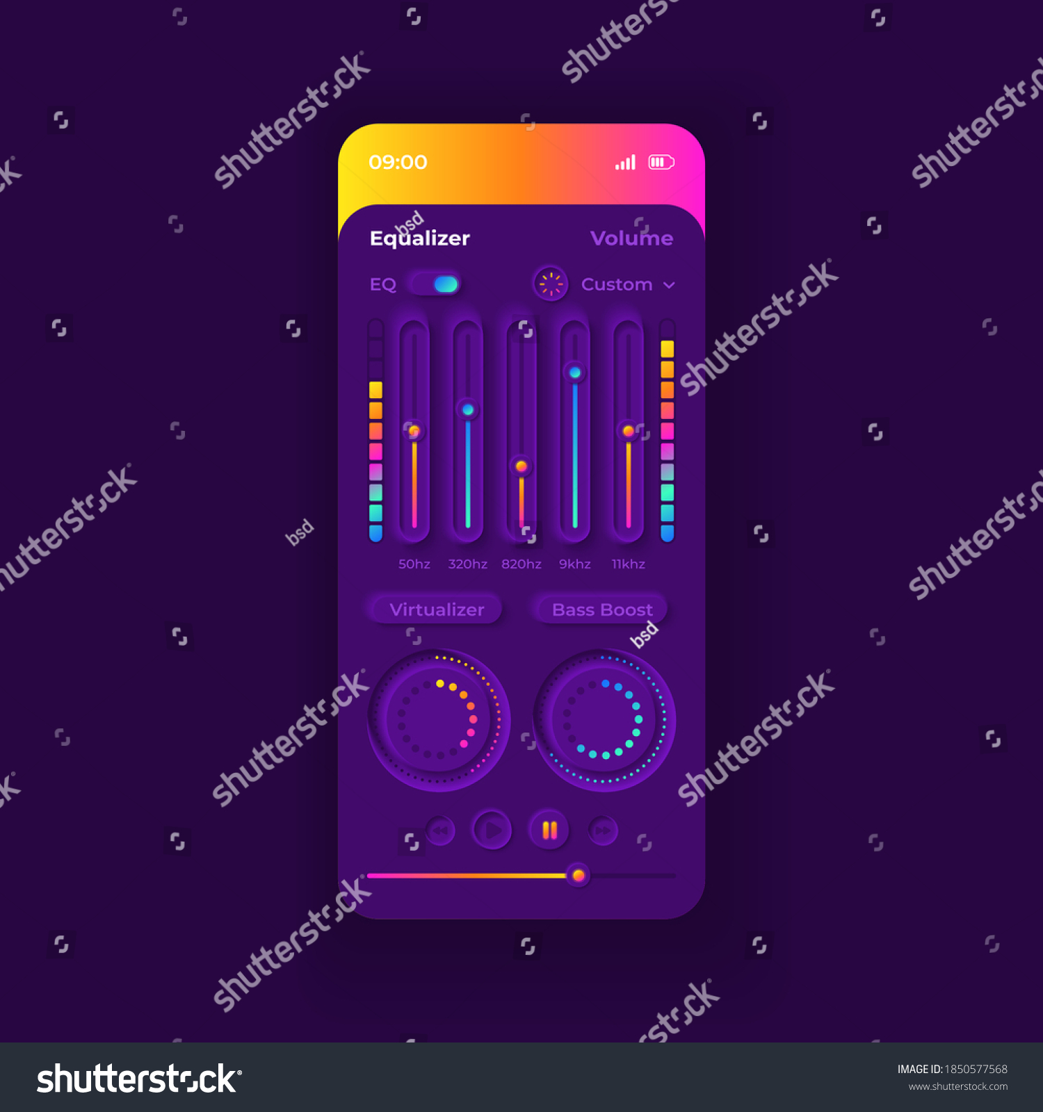 Equalizer Theme Smartphone Interface Vector Template Stock Vector ...