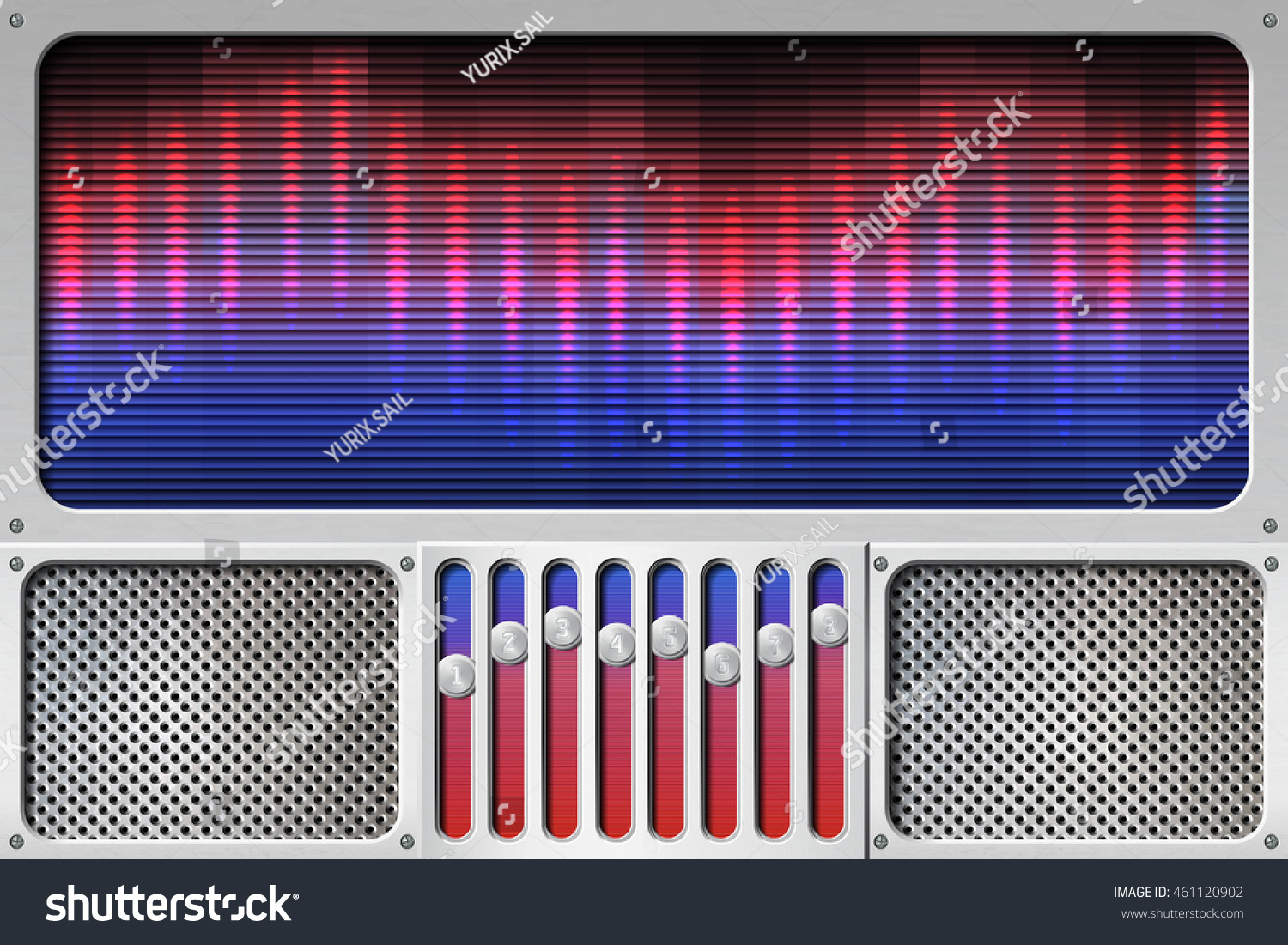 Equalizer Visualization Stereo Speakers Faders Vector: vector de stock ...