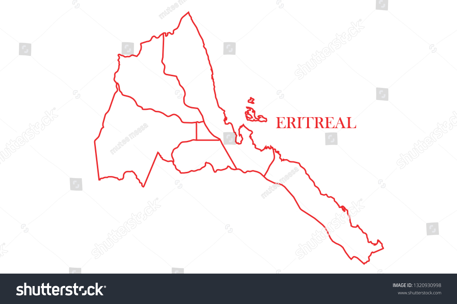 Eritrea Red Line Map Stock Vector (Royalty Free) 1320930998 | Shutterstock