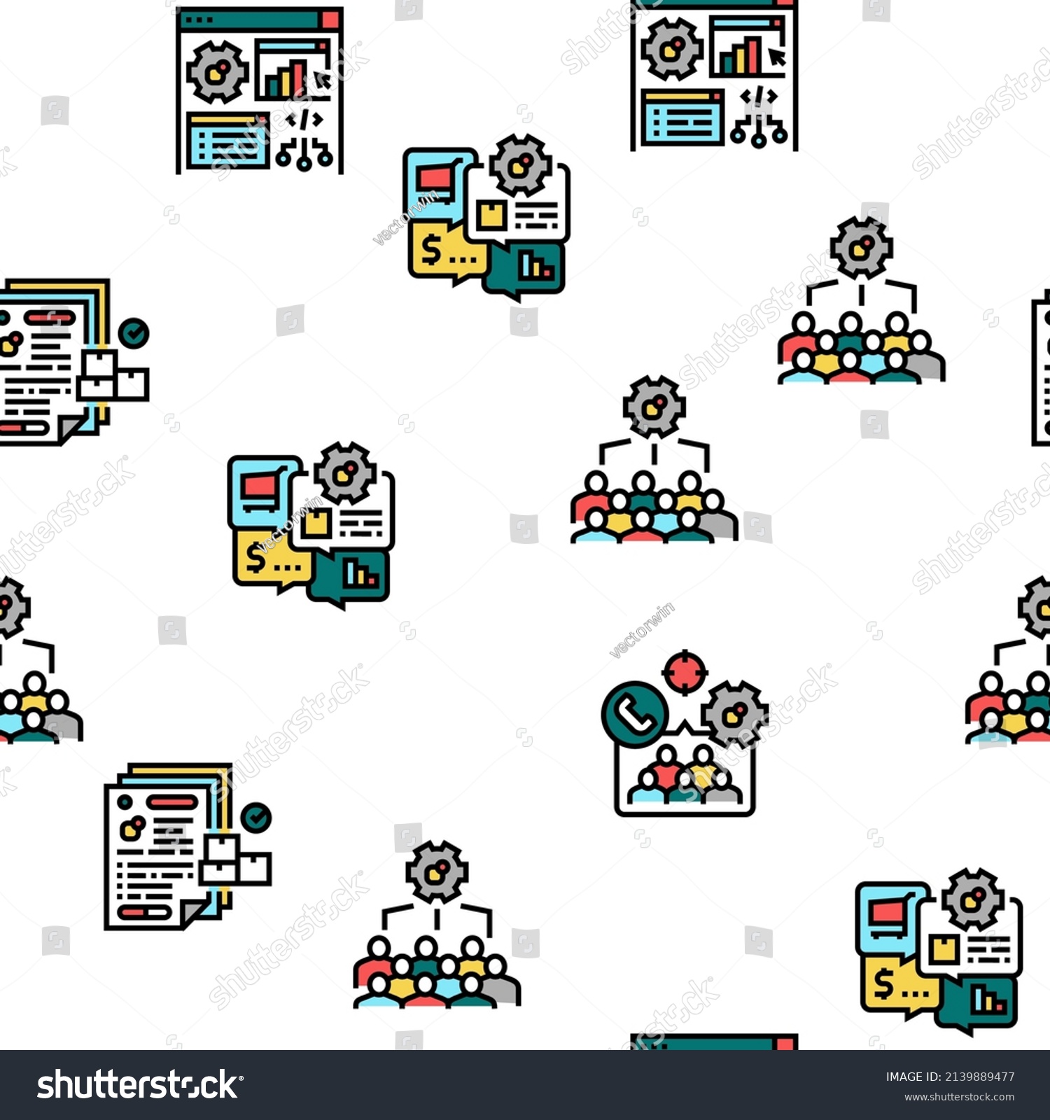 Erp Enterprise Resource Planning Vector Seamless Stock Vector (Royalty ...