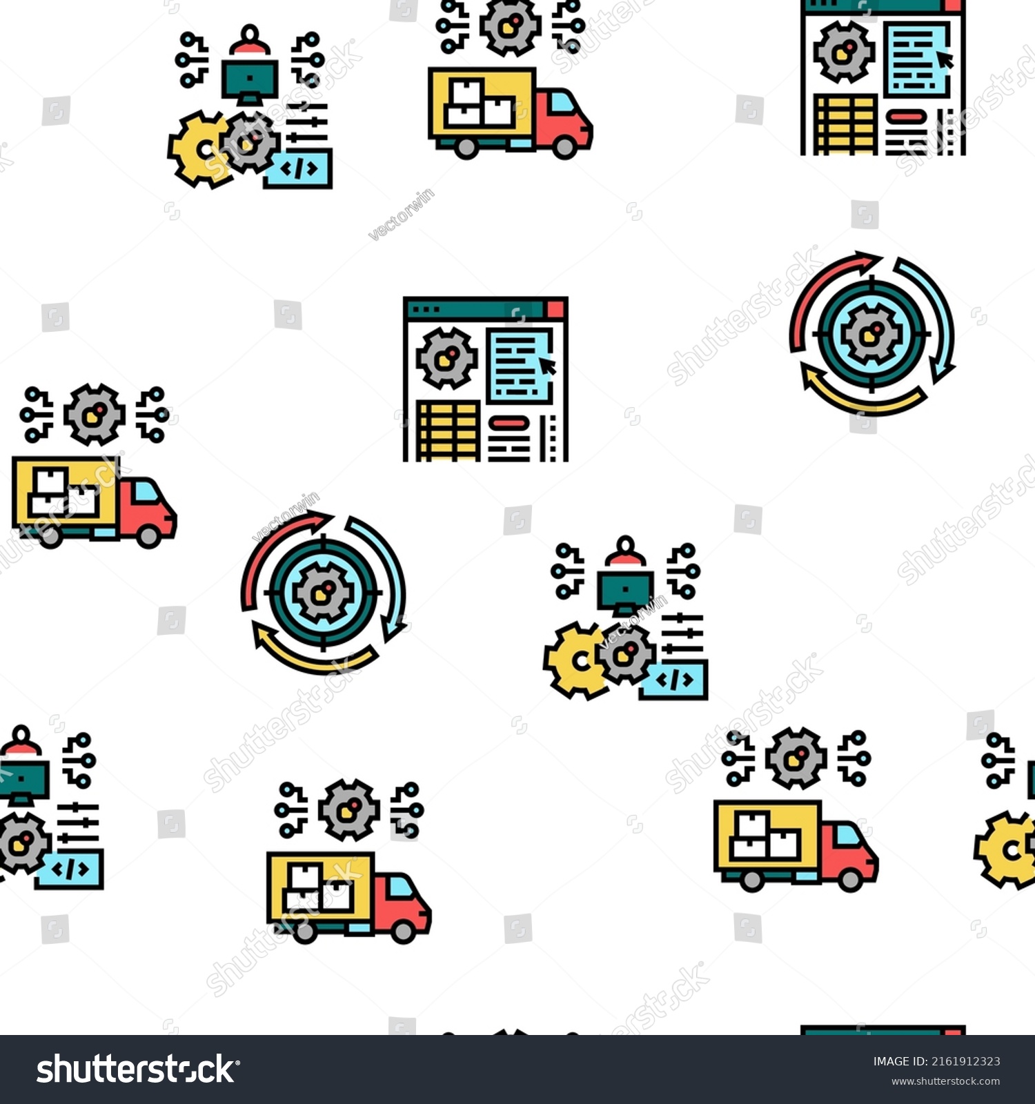 Erp Enterprise Resource Planning Vector Seamless Stock Vector (Royalty ...