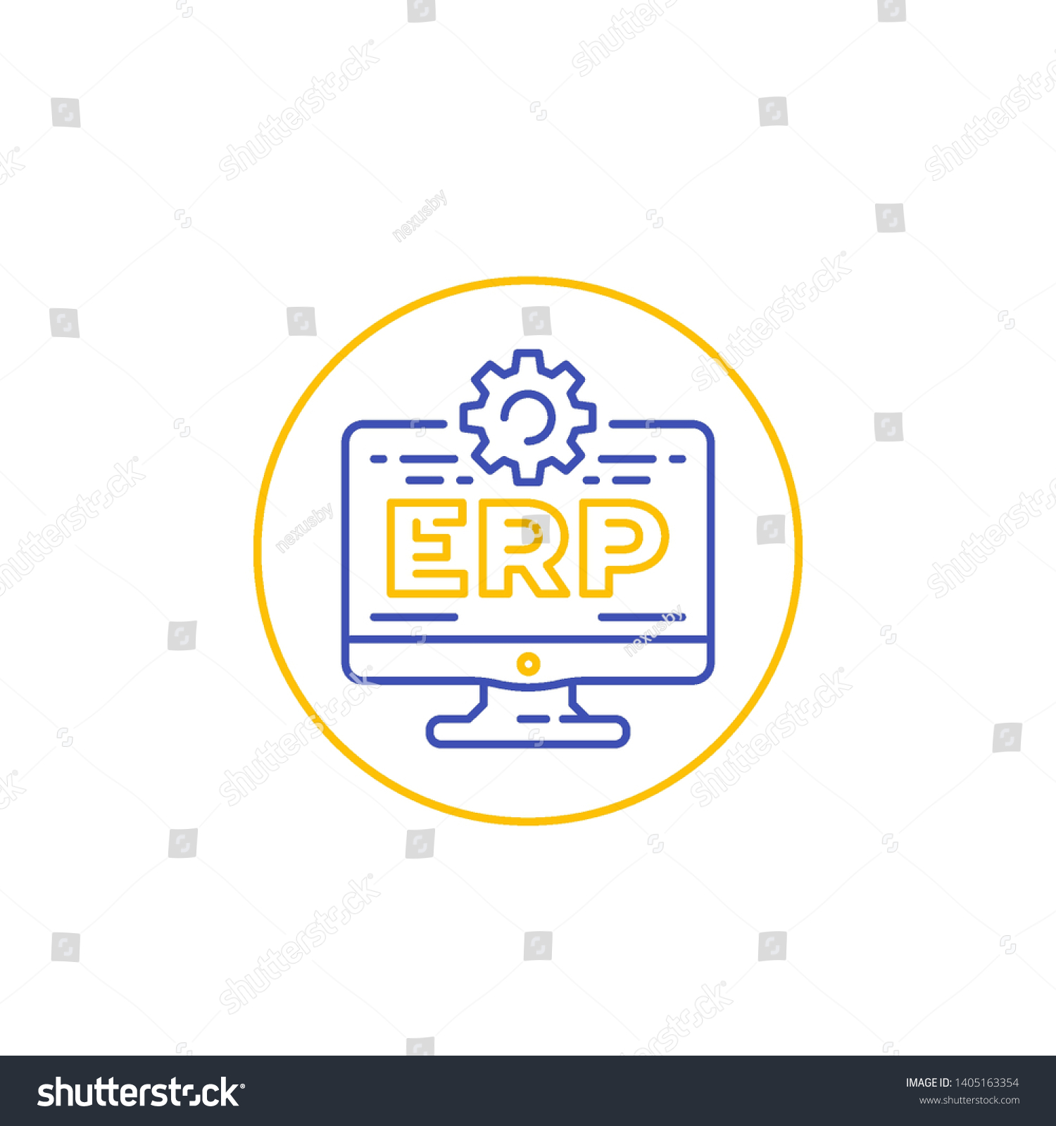 Erp Software Icon Computer Linear Stock Vector (Royalty Free) 1405163354