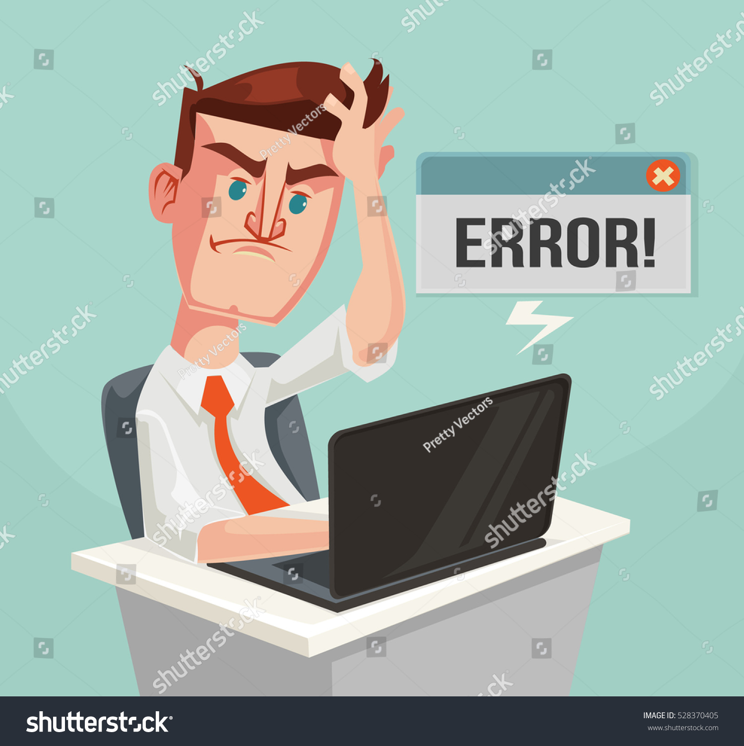Error Message Puzzled Office Worker Character Stock Vector (Royalty ...
