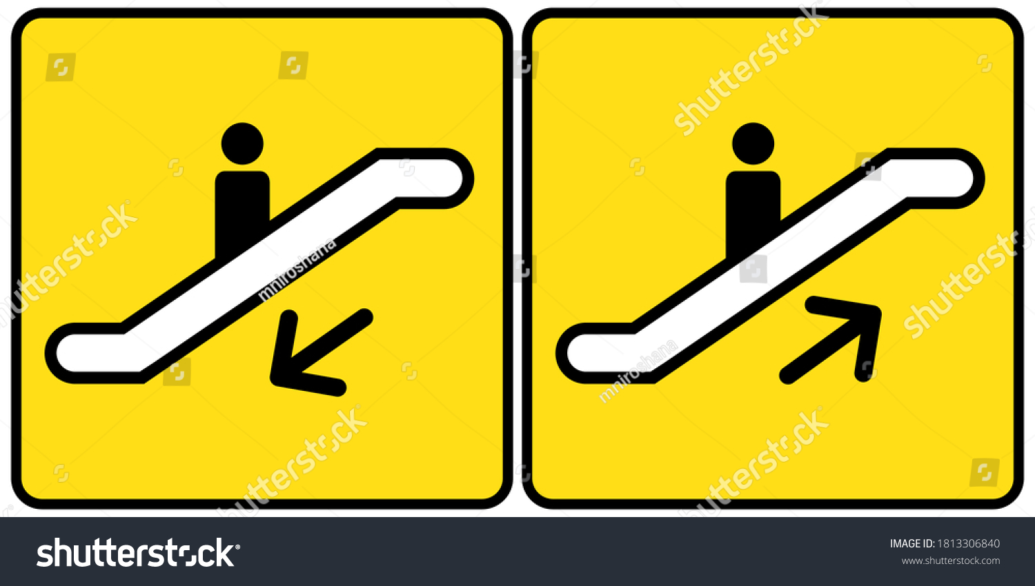 Escalator Down Signs Stock Vector (Royalty Free) 1813306840