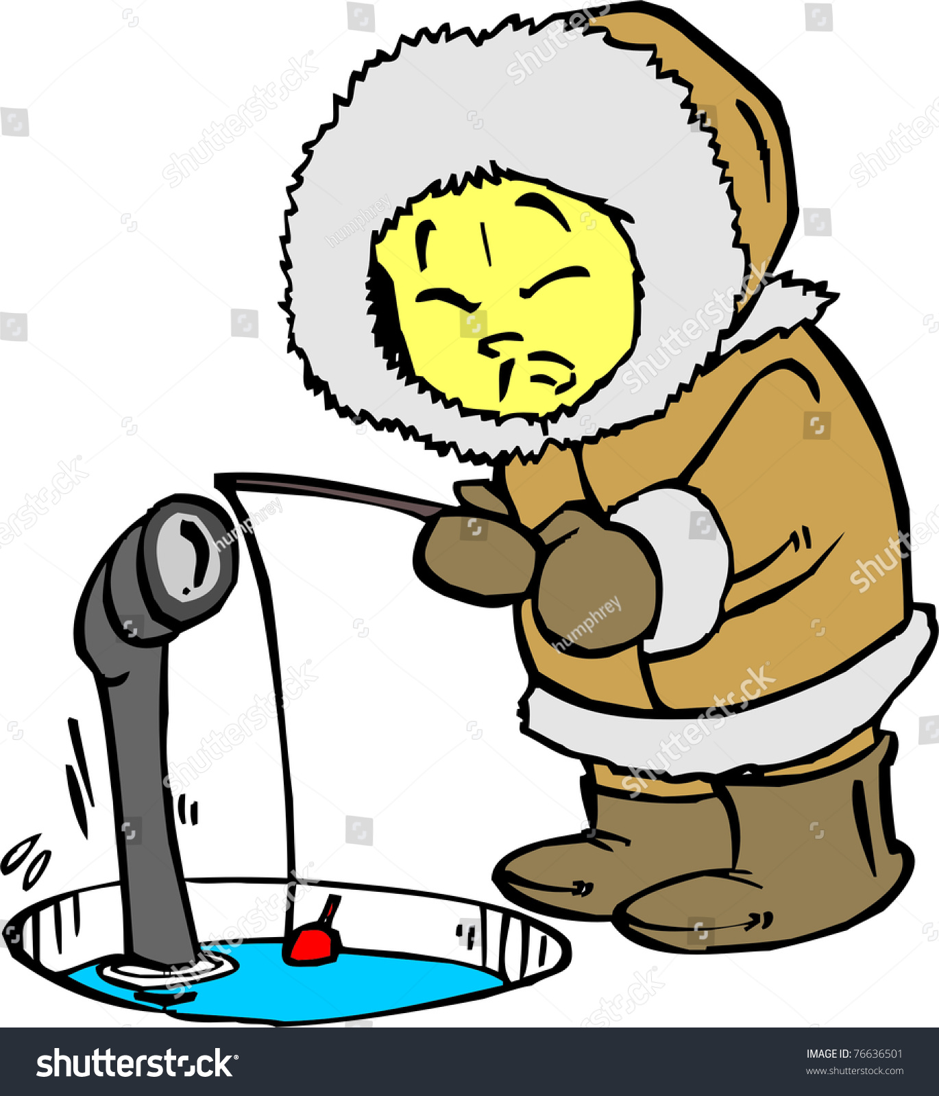 Eskimo Fishing Stock Vector 76636501 - Shutterstock