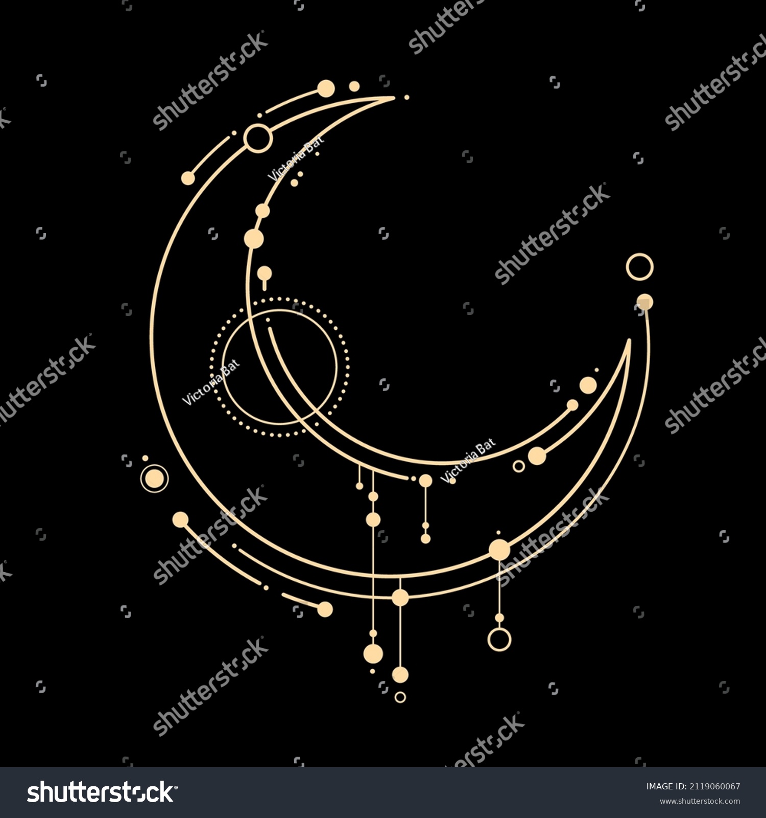 Esoteric Stylized Magical Decorated Crescent Moon Stock Vector (Royalty ...