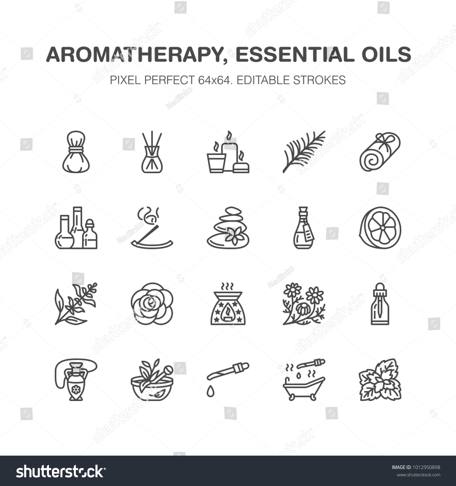 Essential Oils Aromatherapy Vector Flat Line Stock Vector (Royalty Free ...