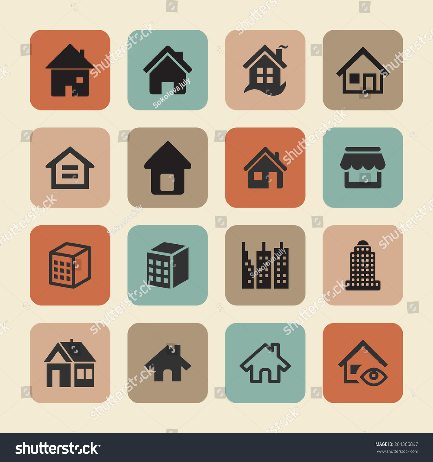 Estate Icons: เวกเตอร์สต็อก (ปลอดค่าลิขสิทธิ์) 264365897 | Shutterstock