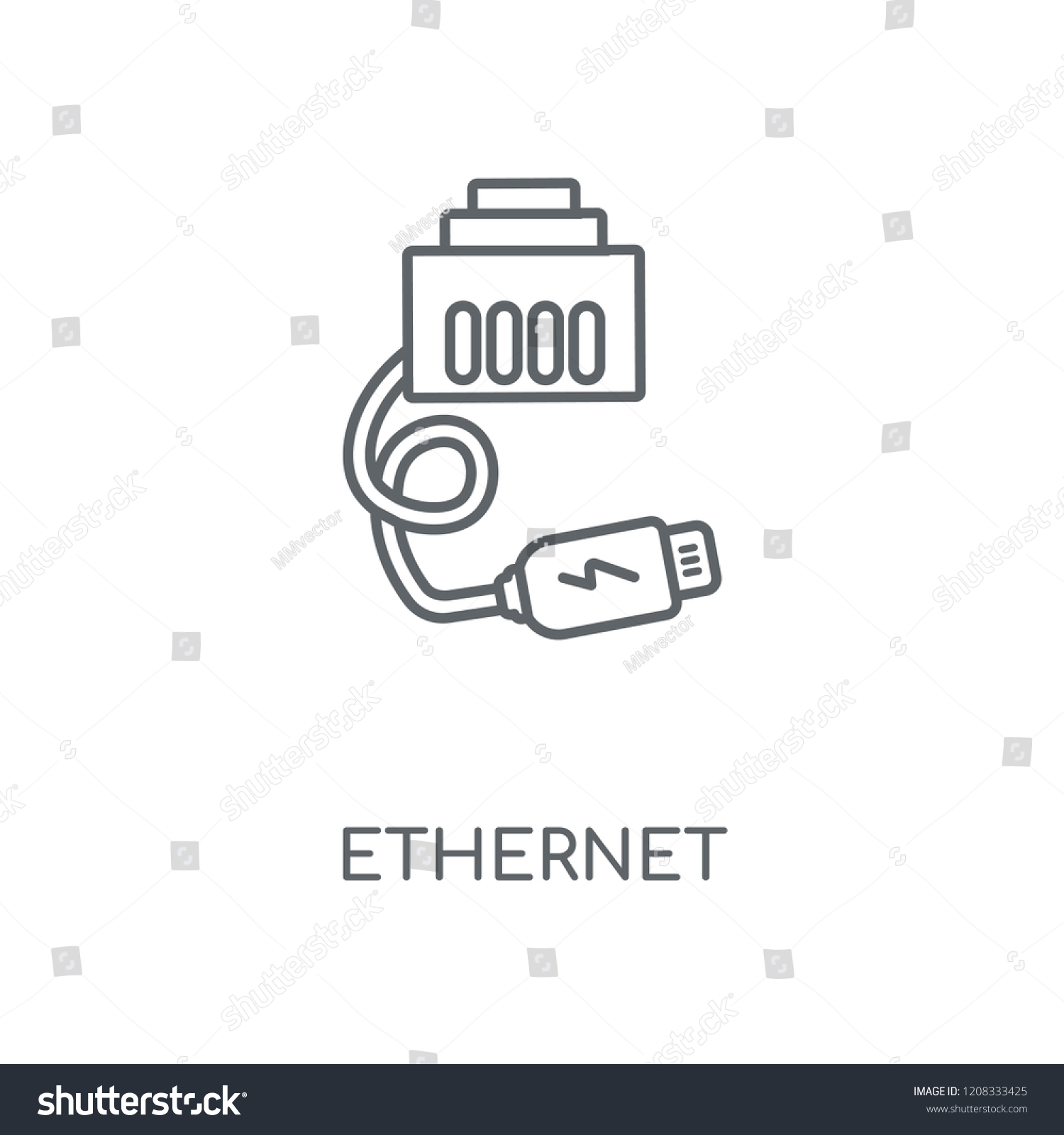 Ethernet Linear Icon Ethernet Concept Stroke Stock Vector (Royalty Free ...