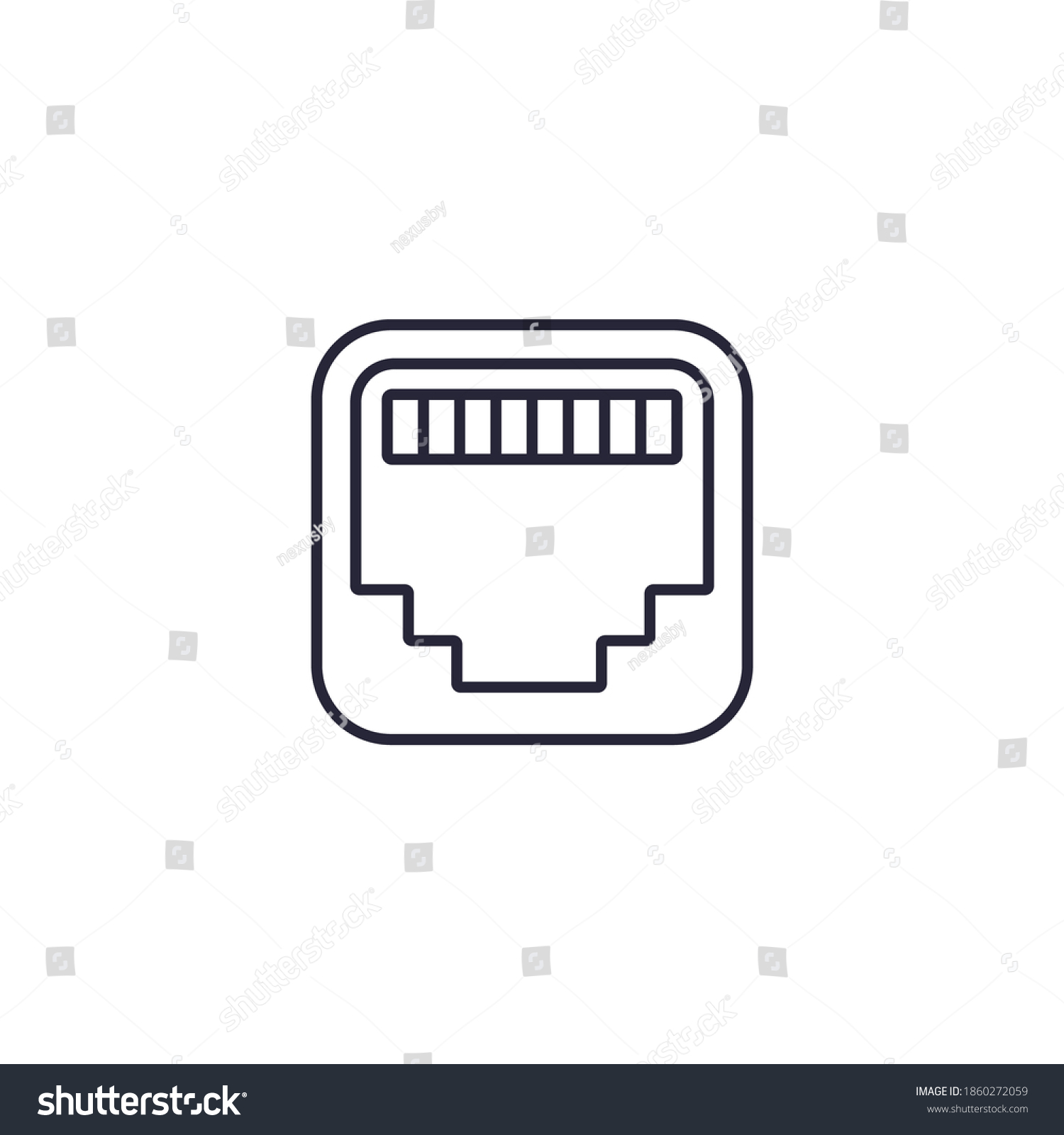 Ethernet Port Line Icon Rj45 Network Stock Vector (Royalty Free) 1860272059
