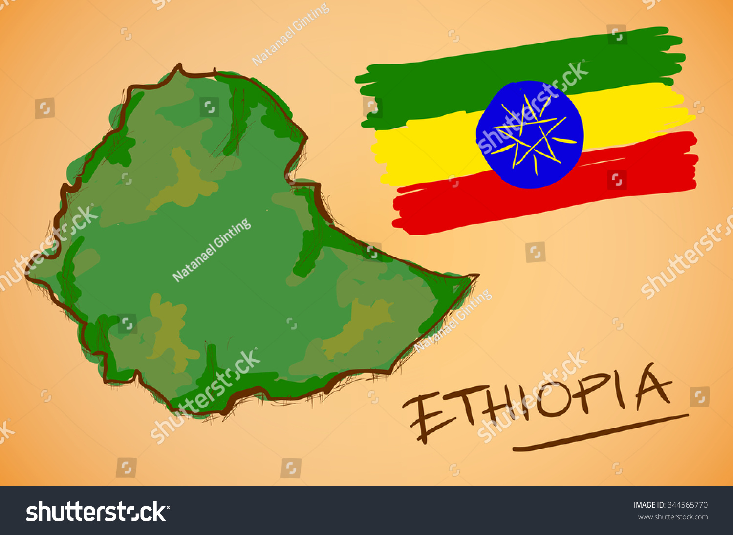 Ethiopia Map National Flag Vector Stock Vector (Royalty Free) 344565770