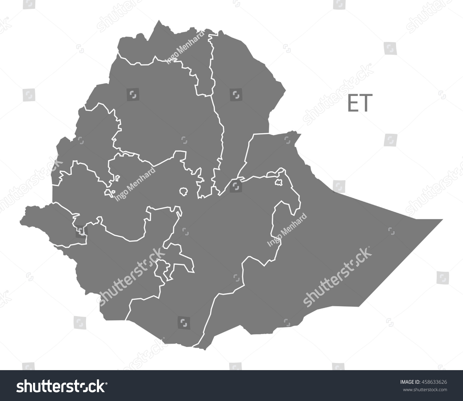 Ethiopia Regions Map Grey: Vector có sẵn (miễn phí bản quyền) 458633626 ...