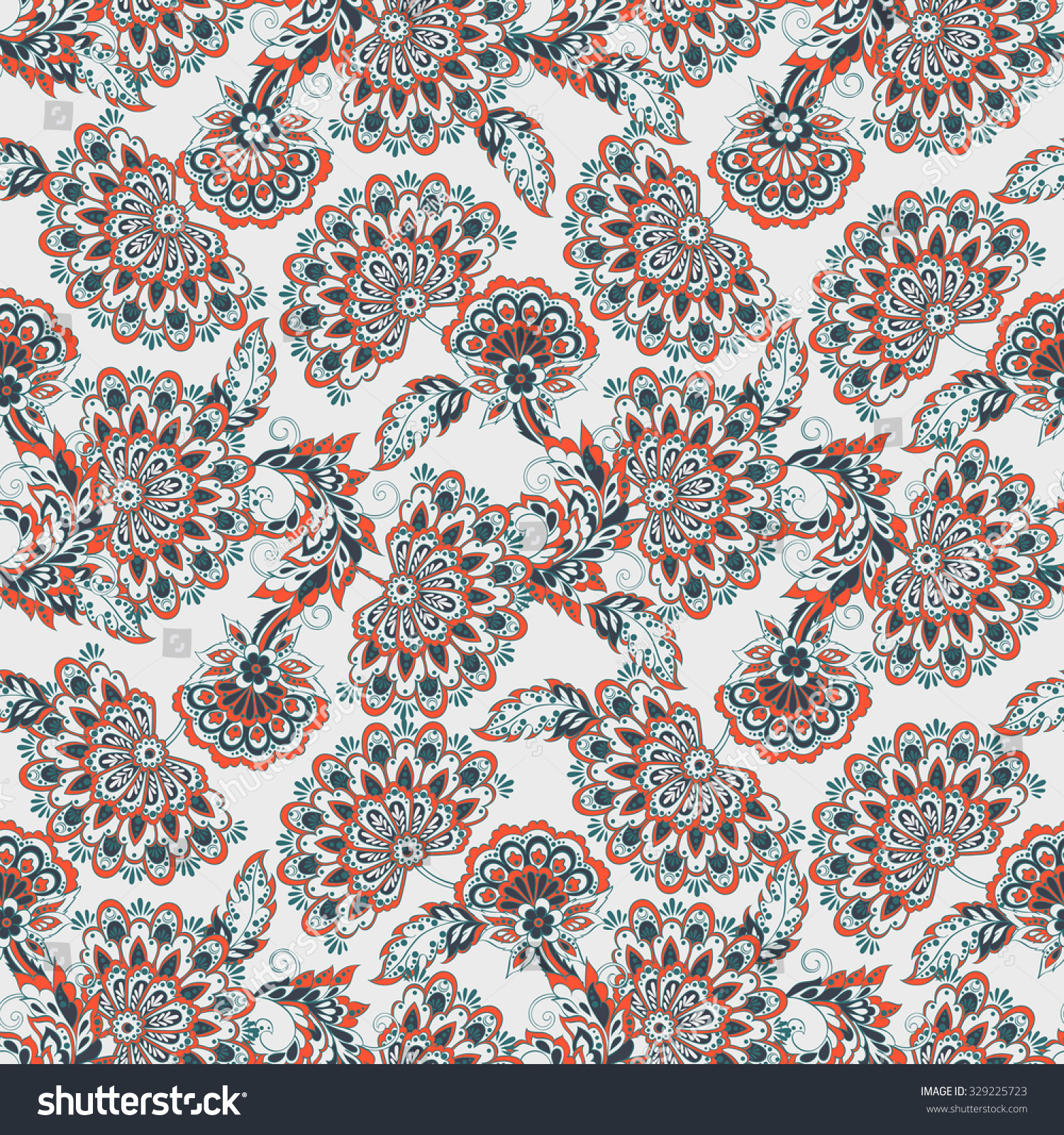 Ethnic Flowers Seamless Vector Pattern Stock Vector (Royalty Free ...