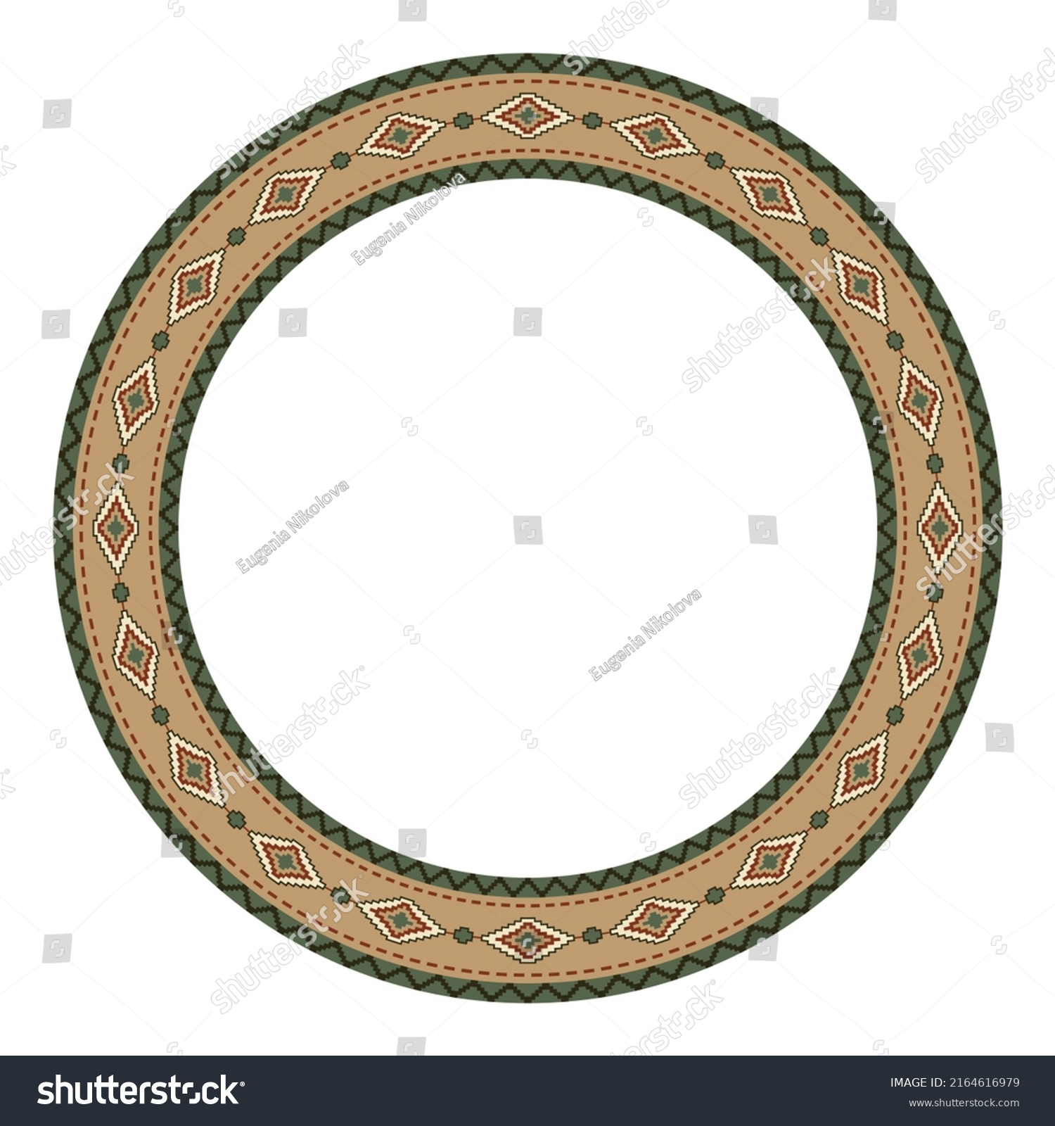 Ethnic Frame Round Border Geometric Mexican Stock Vector (Royalty Free ...