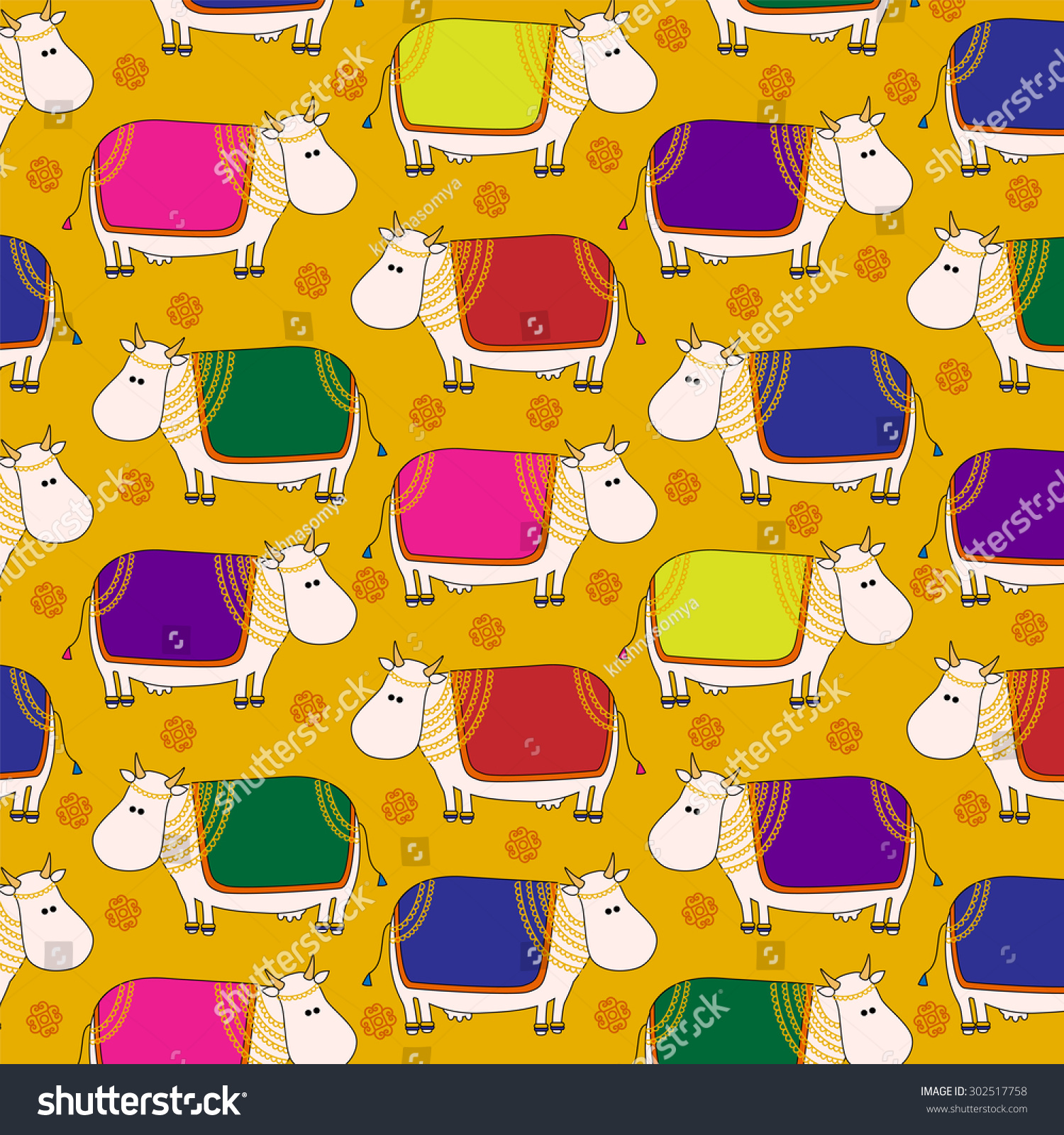 Ethnic Indian Cow Pattern Stock Vector (Royalty Free) 302517758
