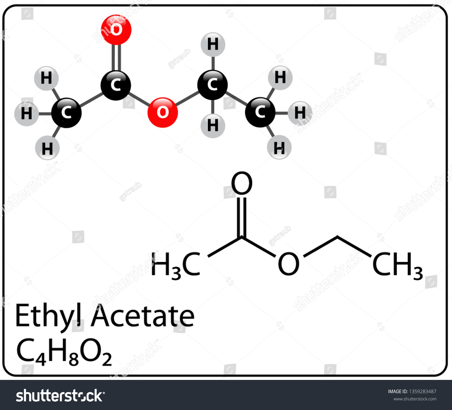 Estructura molécula de acetato de etilo: vector de stock (libre de ...