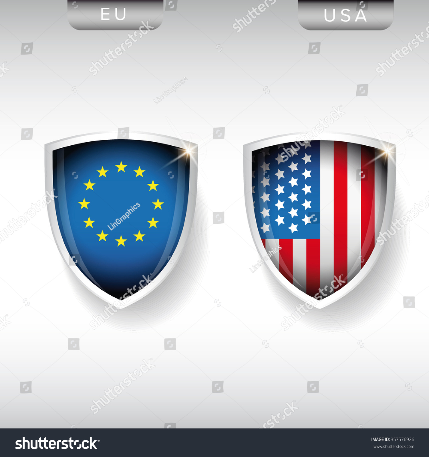 Eu Usa Flags Shield Vector Stock Vector (Royalty Free) 357576926 ...