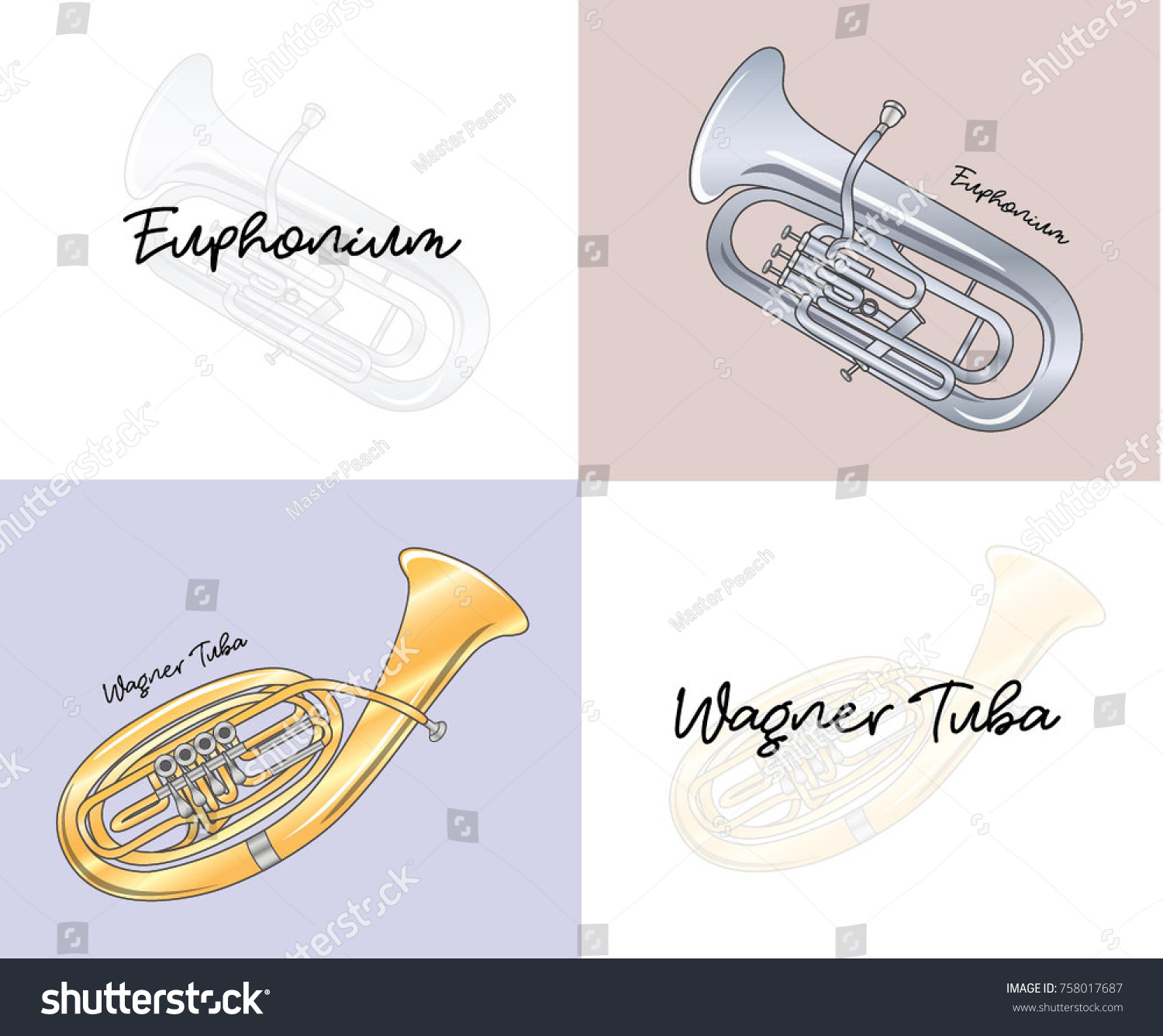 Euphonium Wagner Tuba Vector Stock Vector (Royalty Free) 758017687 ...