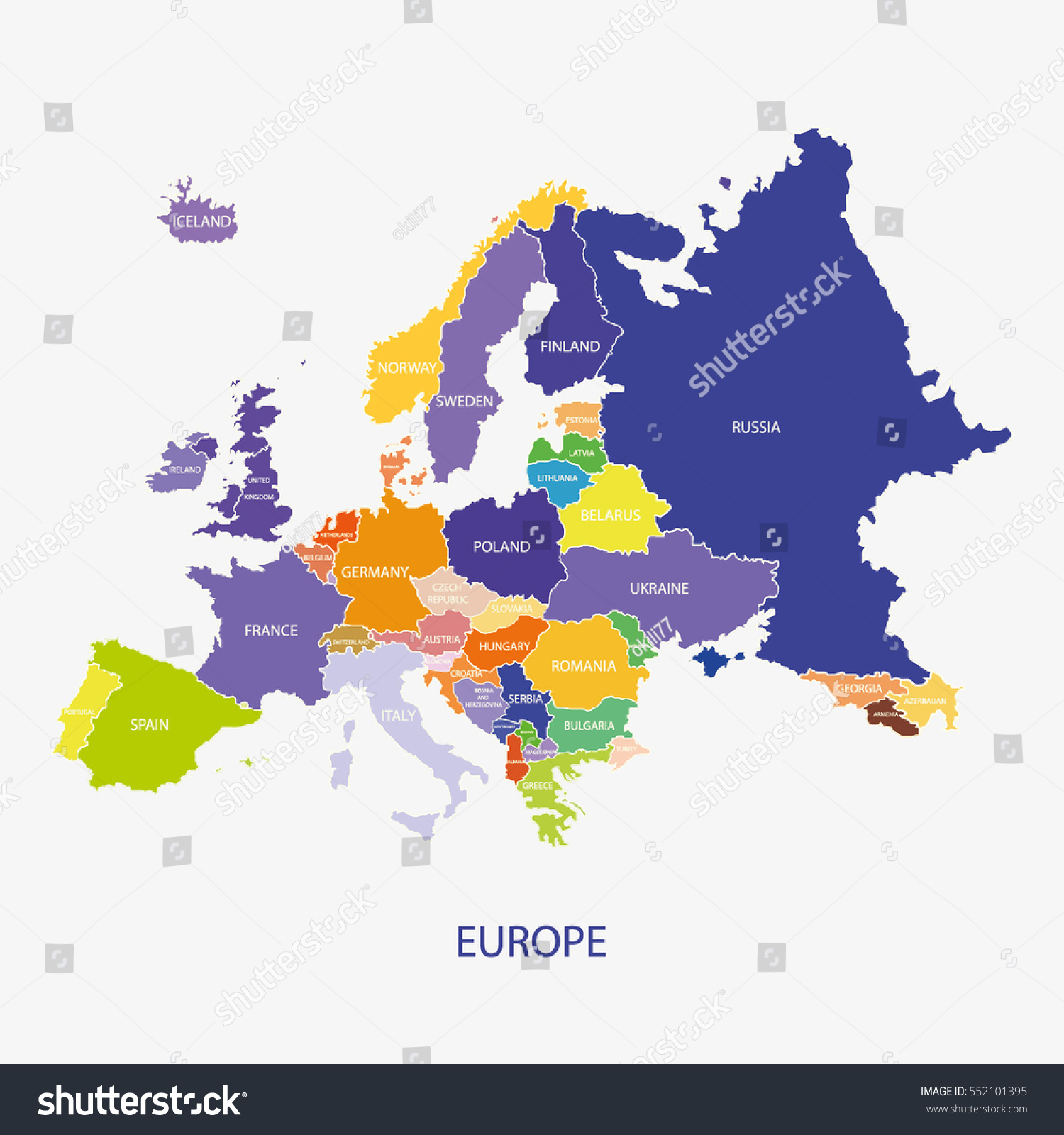 Europe Map Illustration Vector Stock Vector (Royalty Free) 552101395