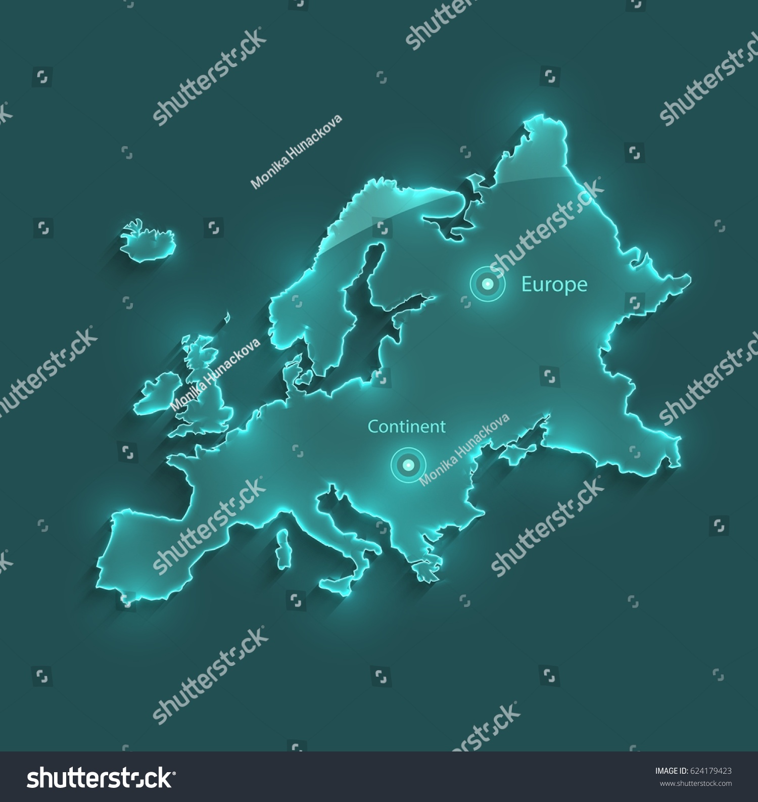 Europe Map Light Neon Vector: เวกเตอร์สต็อก (ปลอดค่าลิขสิทธิ์) 624179423