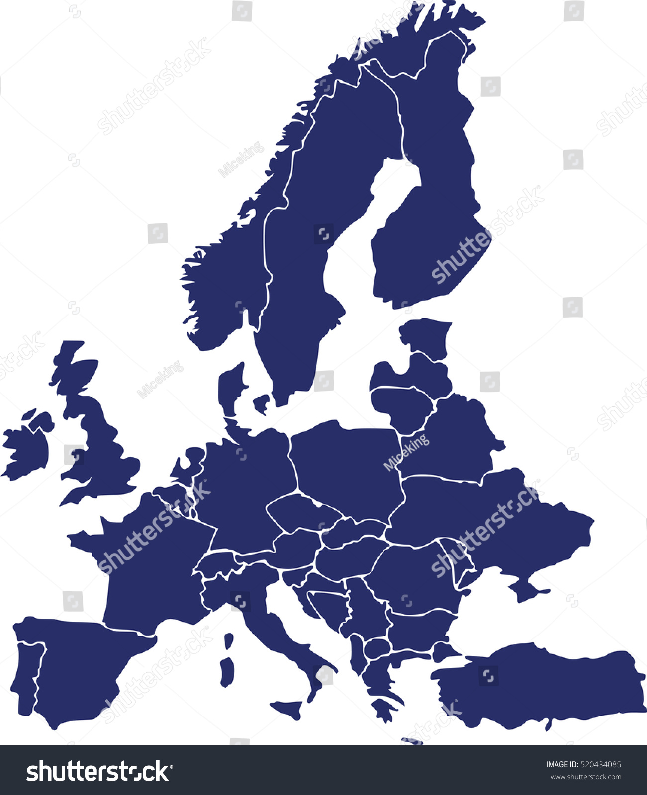 Europe Map Borders 스톡 벡터(로열티 프리) 520434085 | Shutterstock