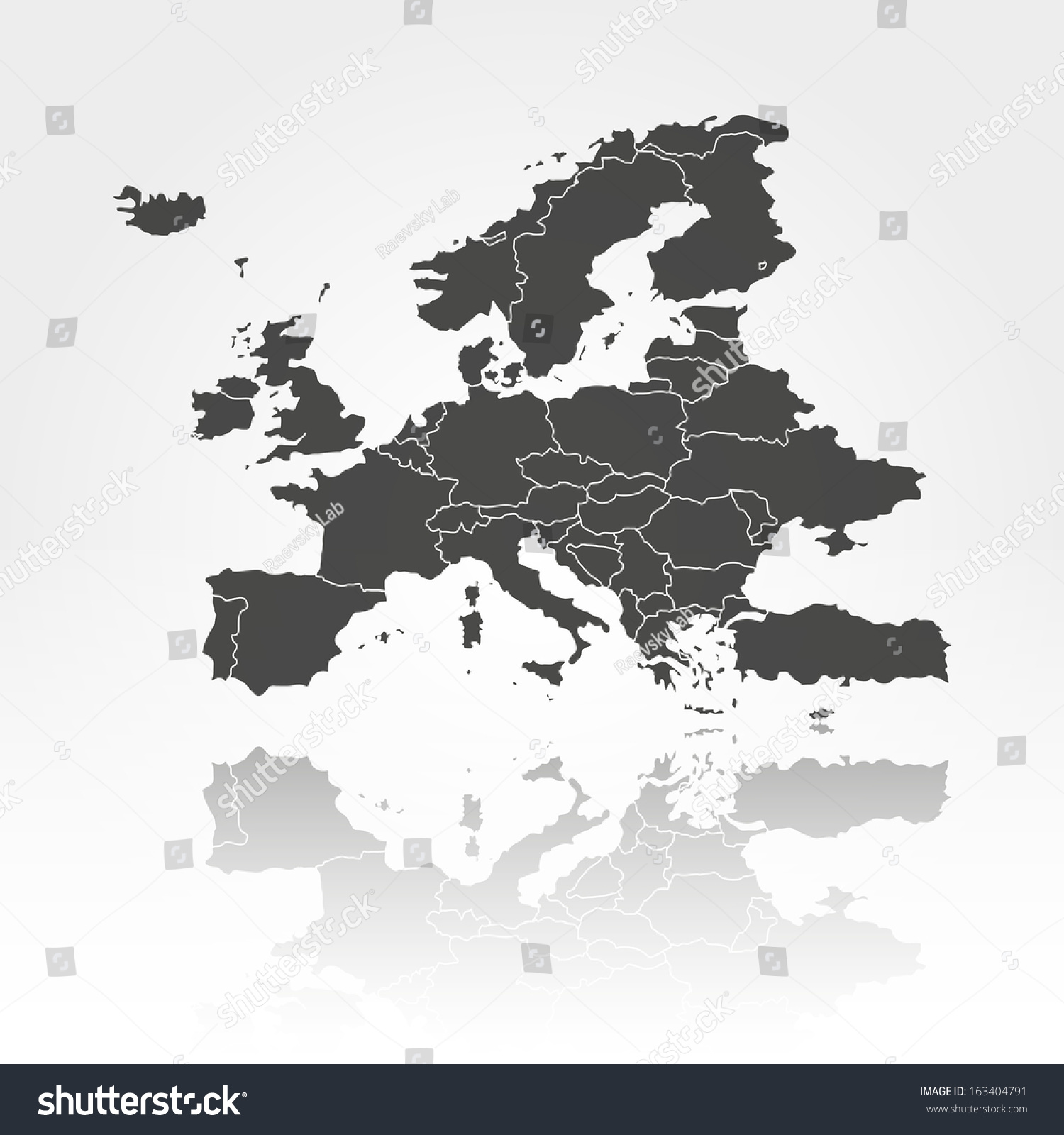Europe Map Shadow Background Vector: vector de stock (libre de regalías ...