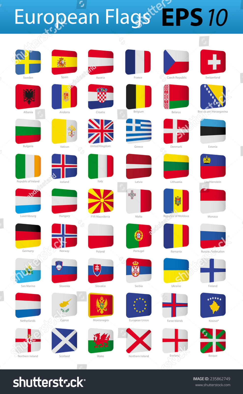 European Flags Stock Vector (Royalty Free) 235862749