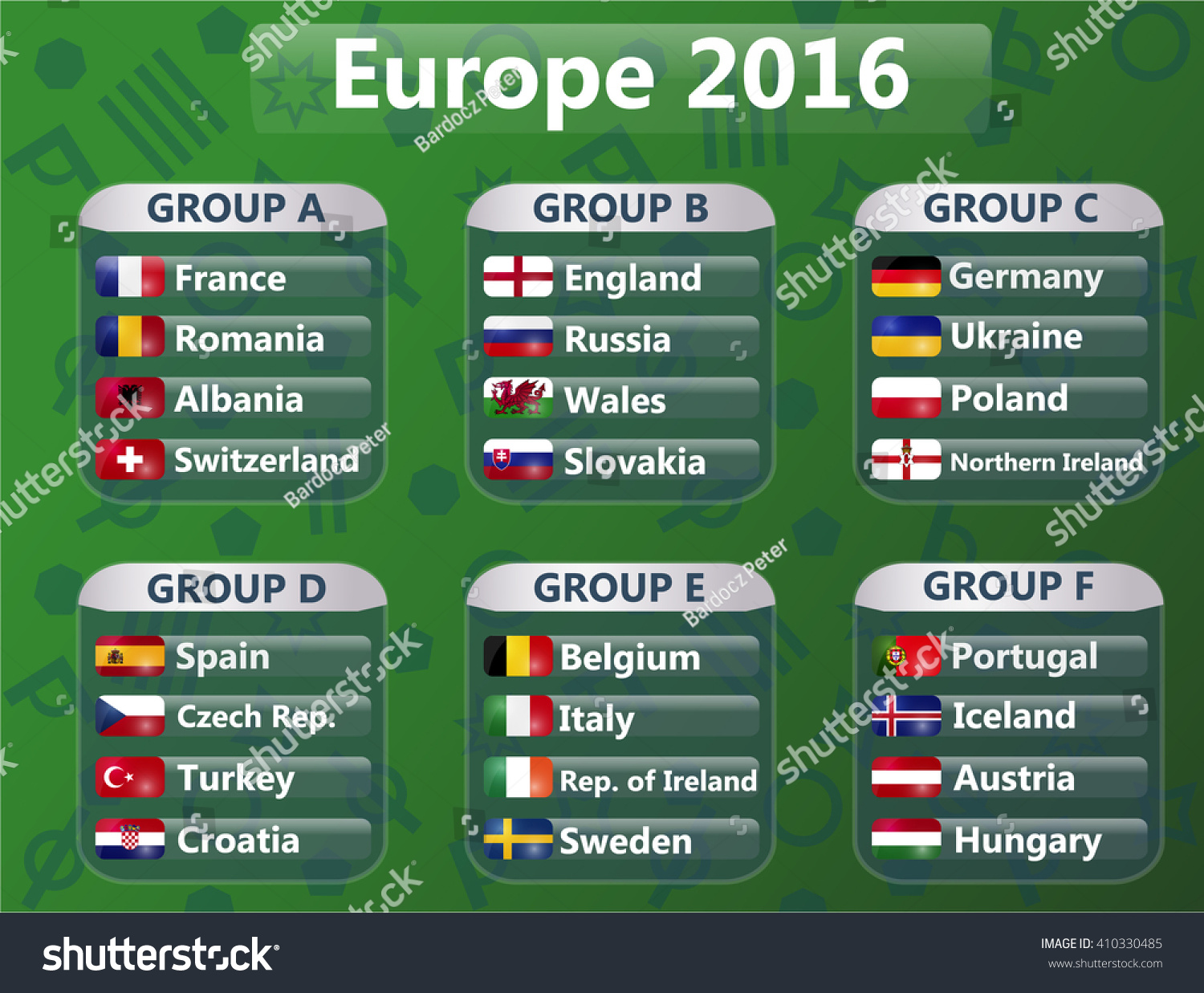 European Soccer Cup Groups Stock Vector (Royalty Free) 410330485