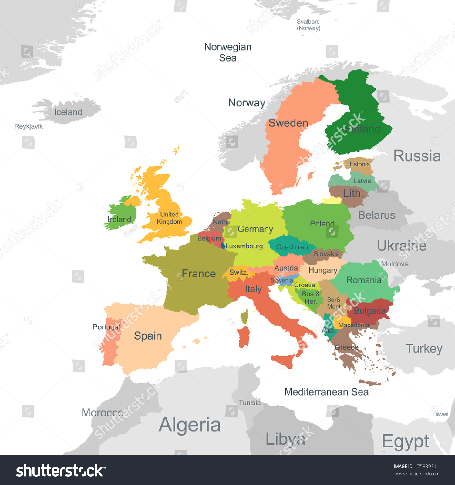 European Union Map Stock Vector (Royalty Free) 175839311 | Shutterstock