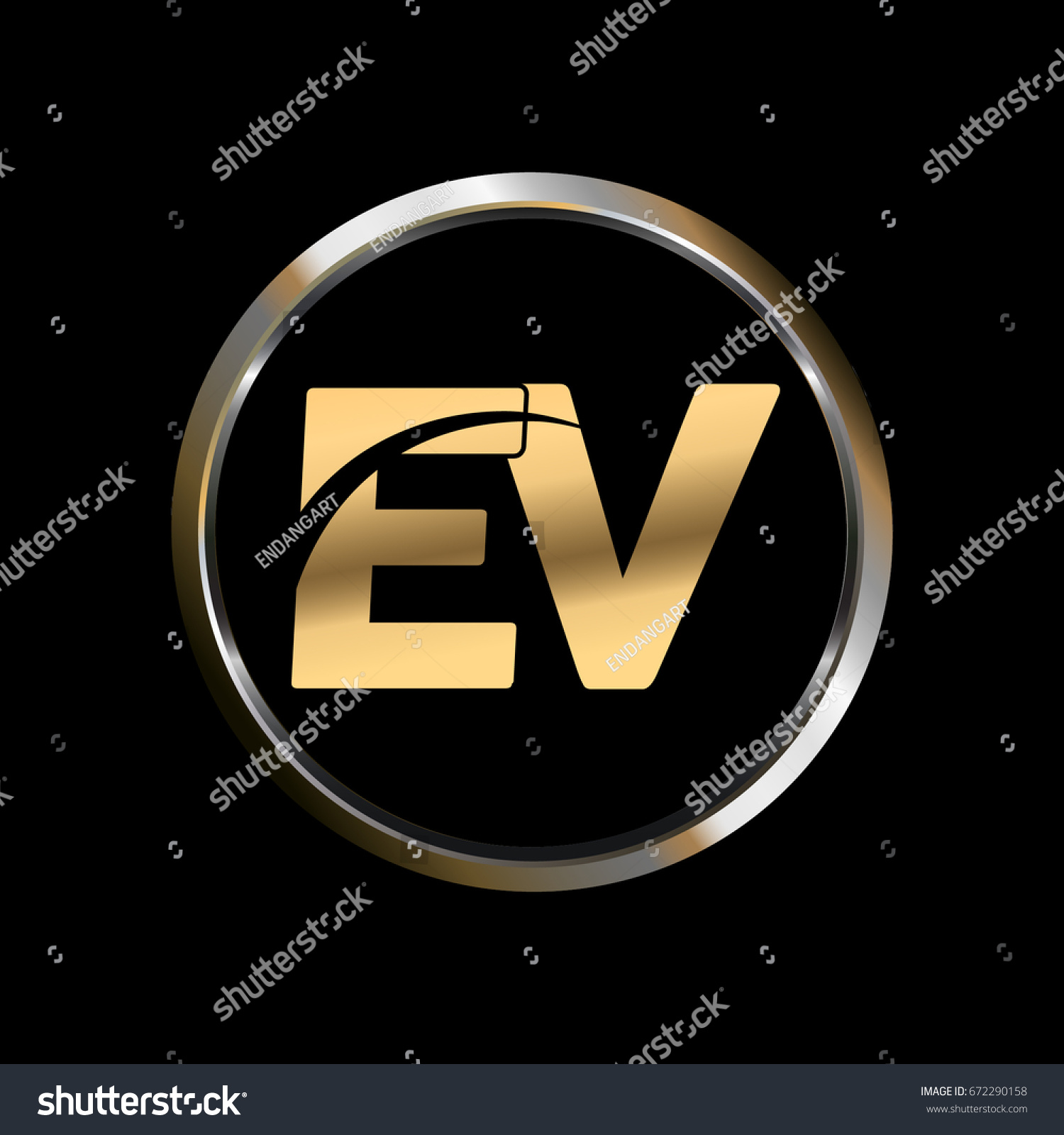 Ev Initial Letter Logo Inside Circle Stock Vector (Royalty Free) 672290158