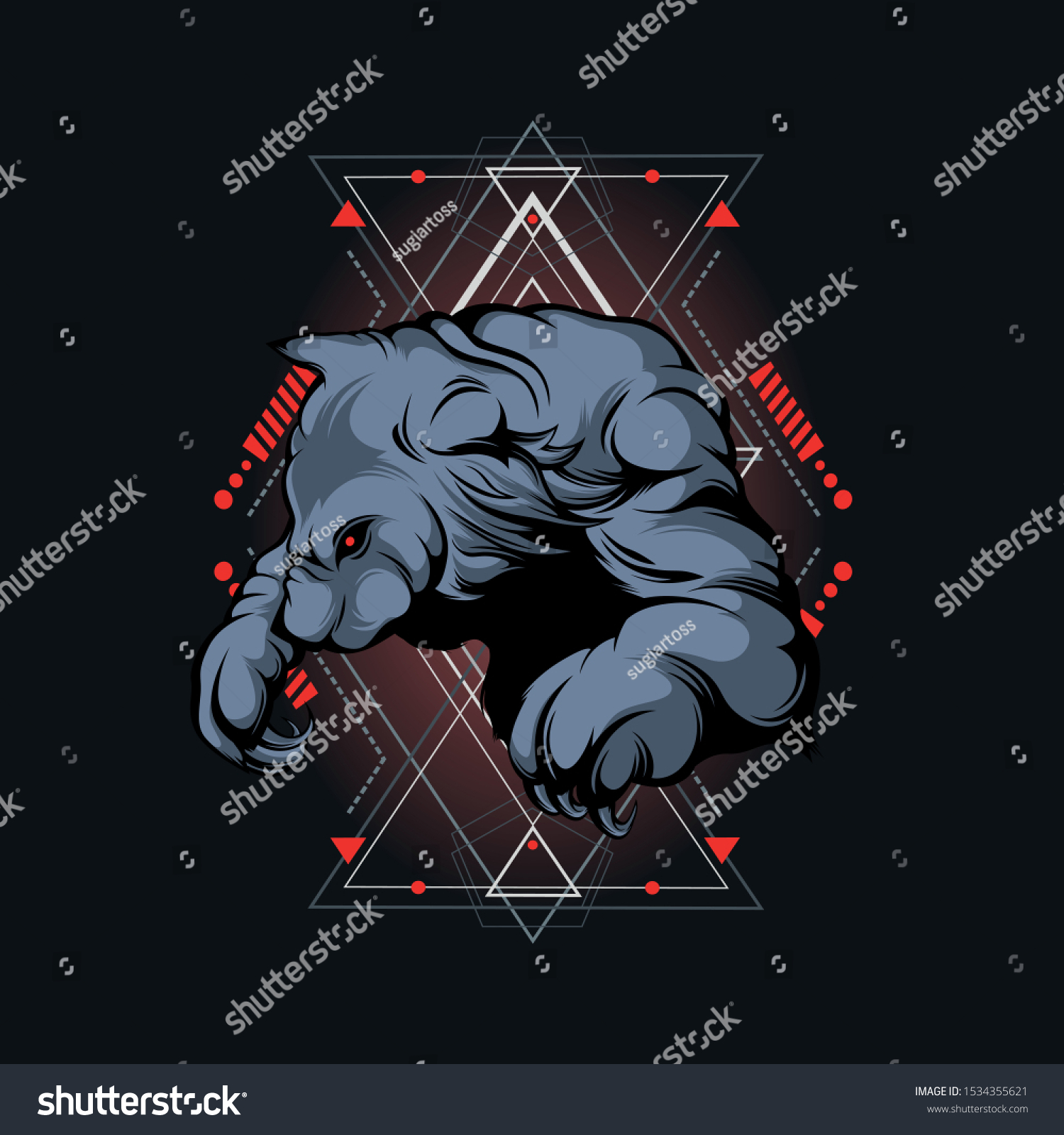 Evil Cat Sacred Geometry Vector Stock Vector (Royalty Free) 1534355621