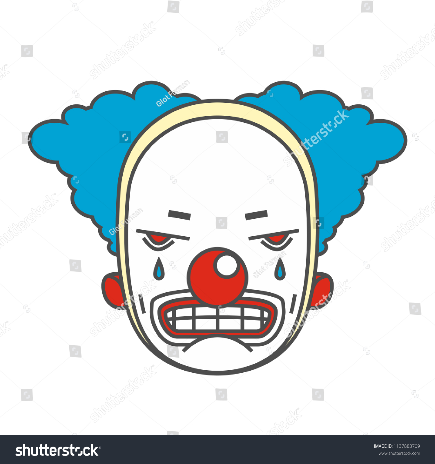 Evil Clown Head Vector Illustration Stock Vector (Royalty Free) 1137883709