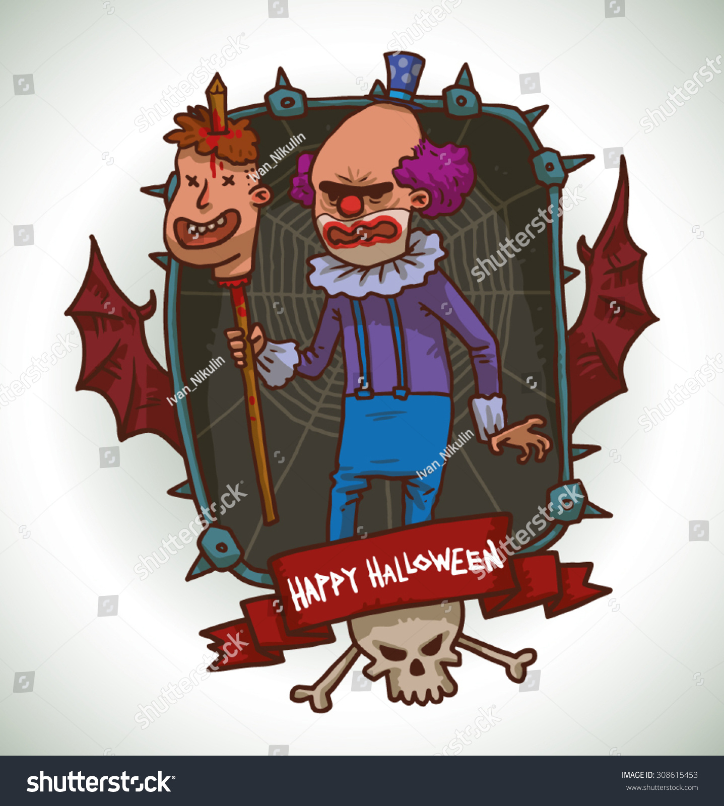 Evil Clown Dead Head Frame Vector Stock Vector (Royalty Free) 308615453 ...
