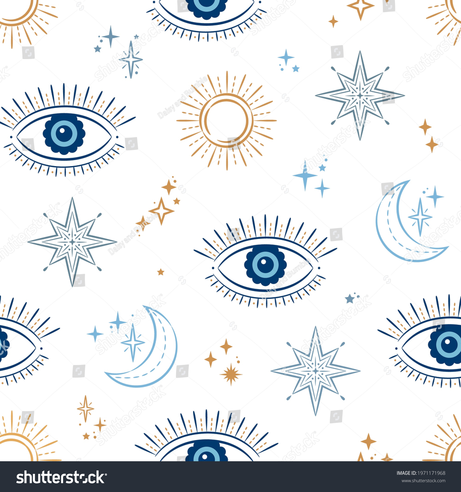 Evil Eye Celestial Seamless Vector Pattern Stock Vector (Royalty Free ...