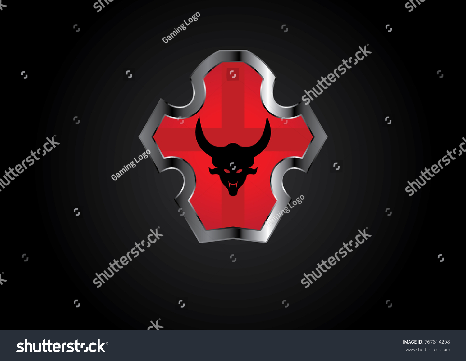 Evil Face Isolated On Red Shield Stock Vector (Royalty Free) 767814208