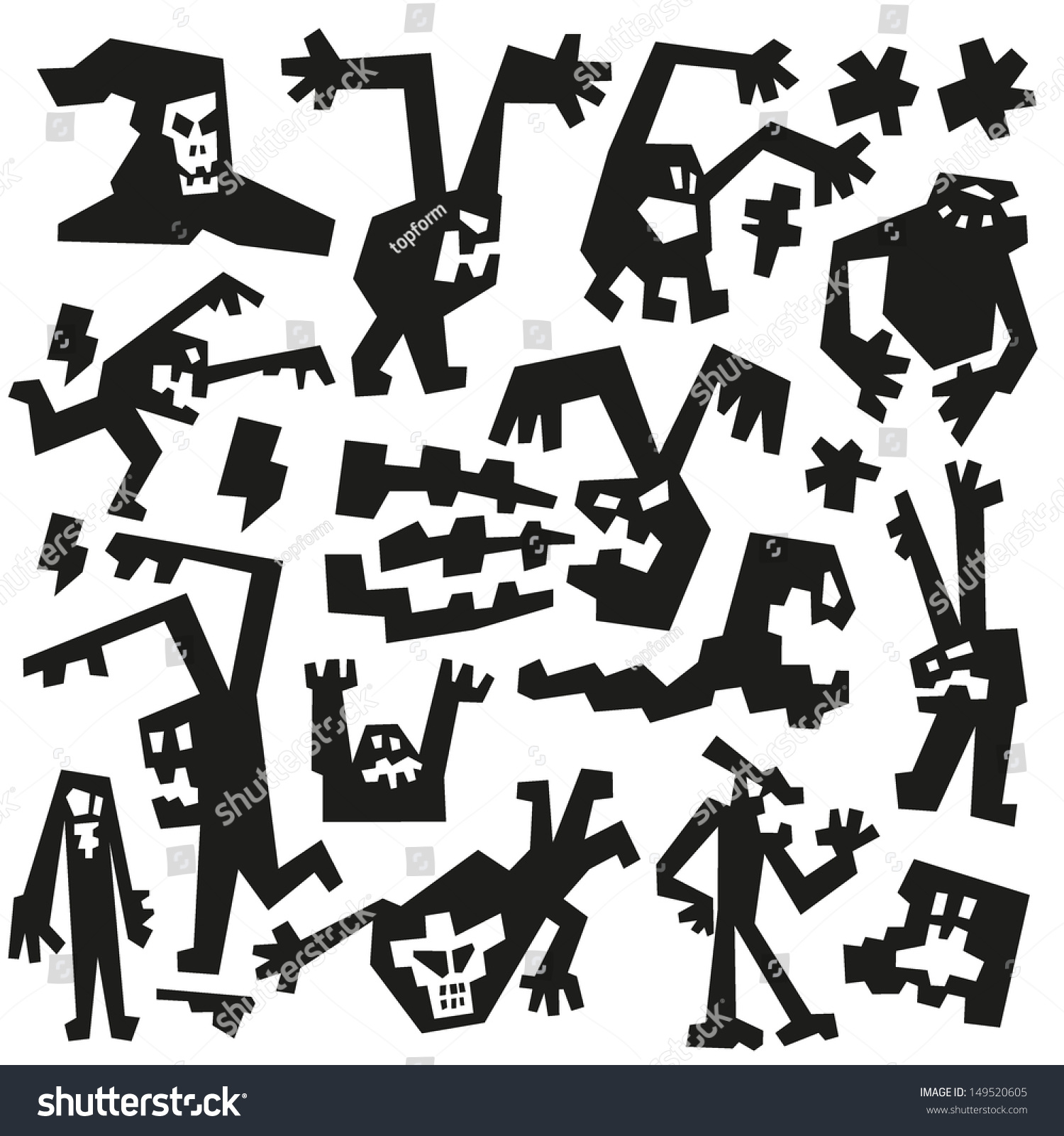 Evil Monsters Doodles Stock Vector (Royalty Free) 149520605 | Shutterstock