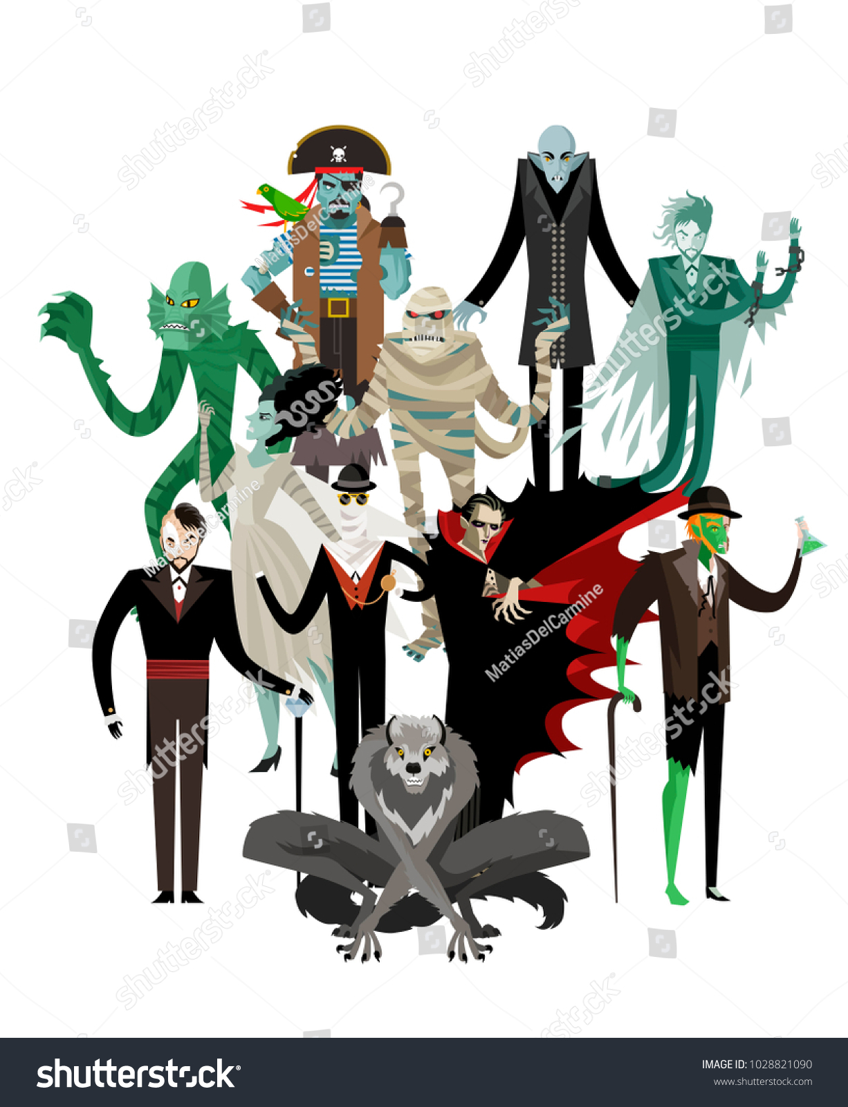 Evil Monsters Group Stock Vector (Royalty Free) 1028821090 | Shutterstock
