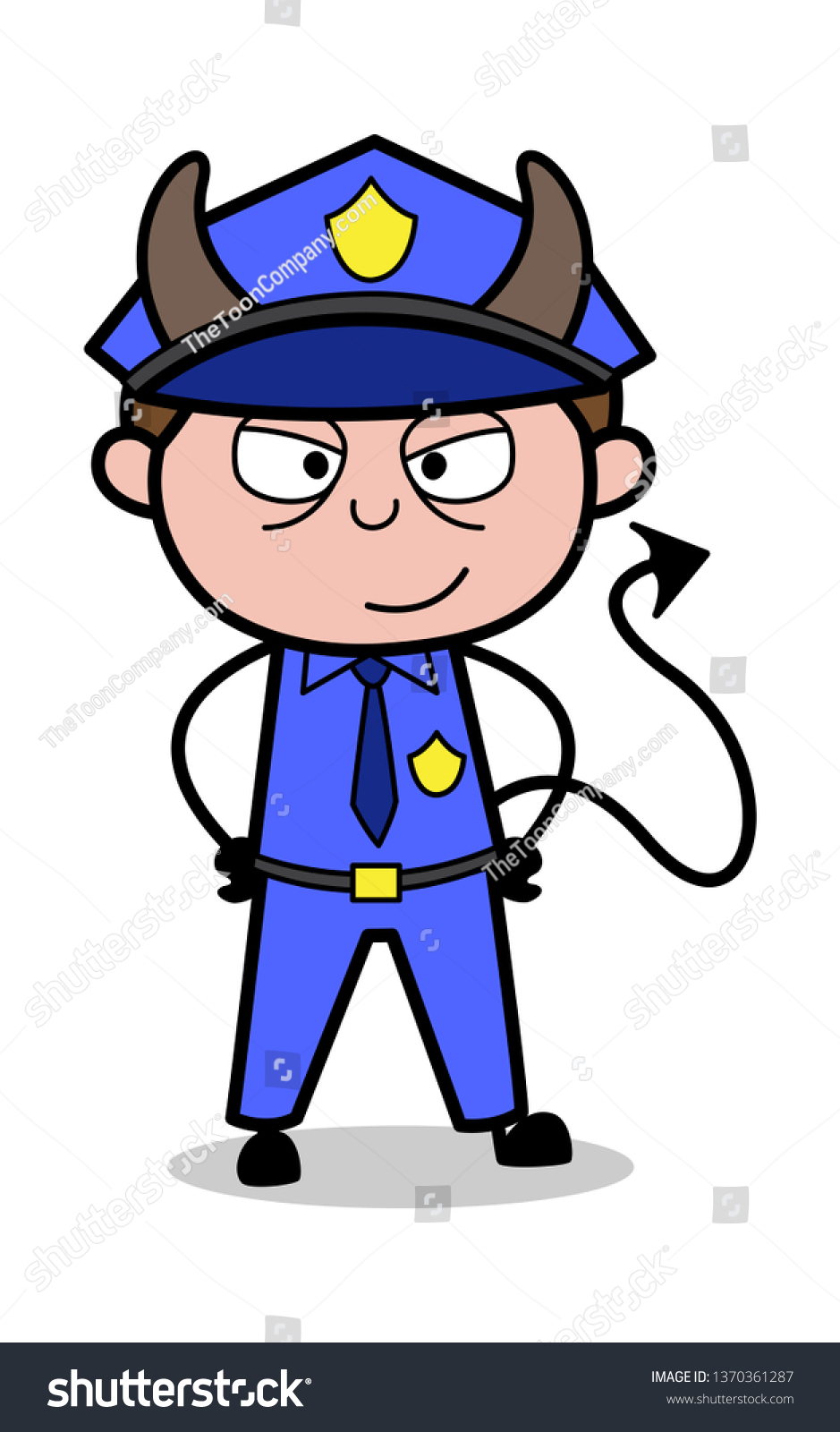 Evil Retro Cop Policeman Vector Illustration Stock Vector (Royalty Free ...
