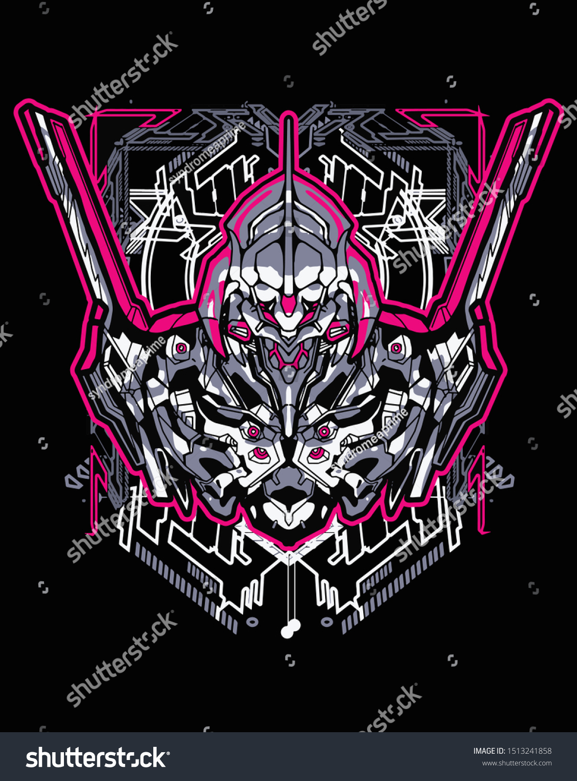 Evil Robot Samurai Sacred Geometry Stock Vector (Royalty Free) 1513241858