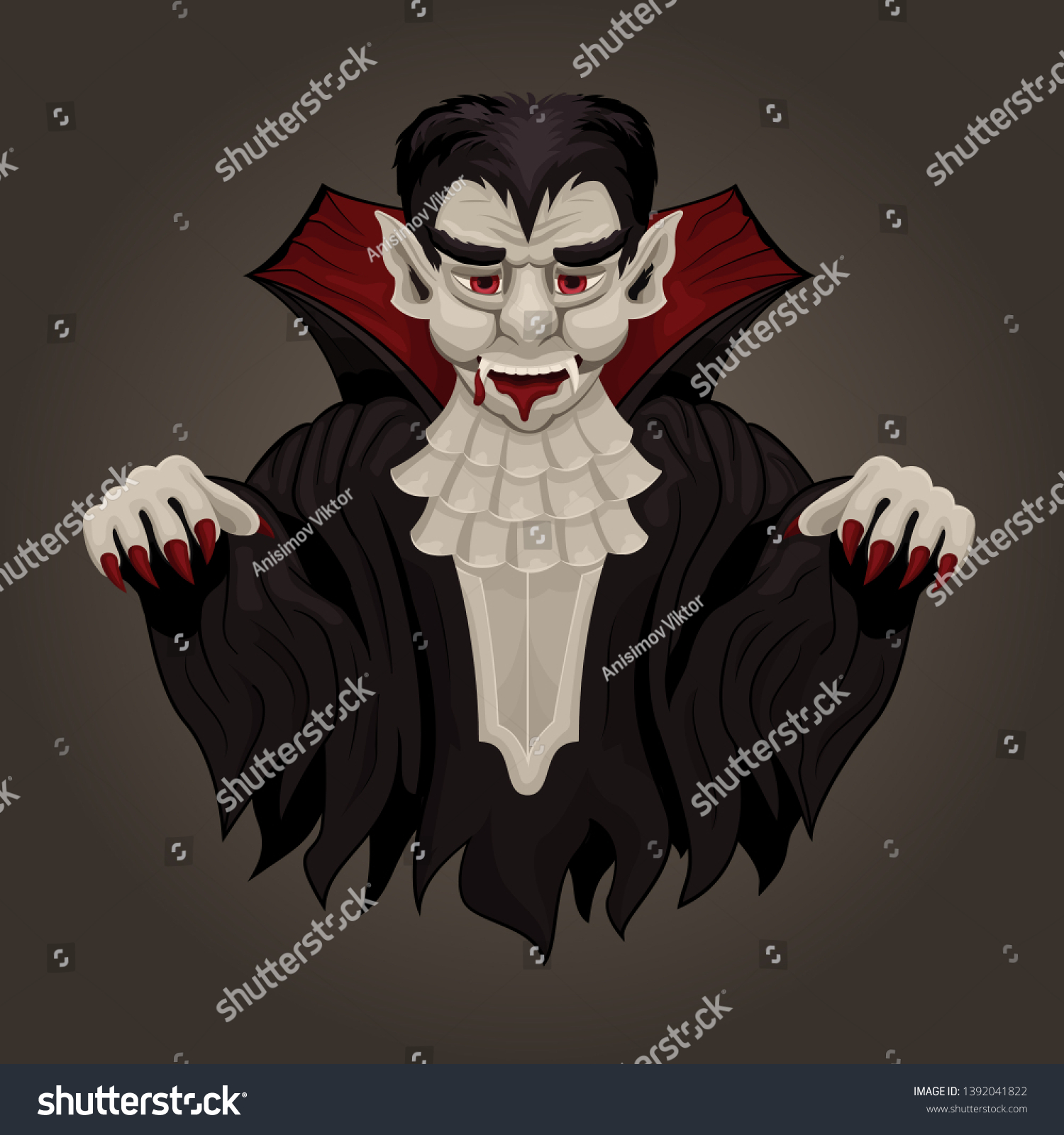 Evil Sad Vampire Vector Illustration Stock Vector (Royalty Free ...