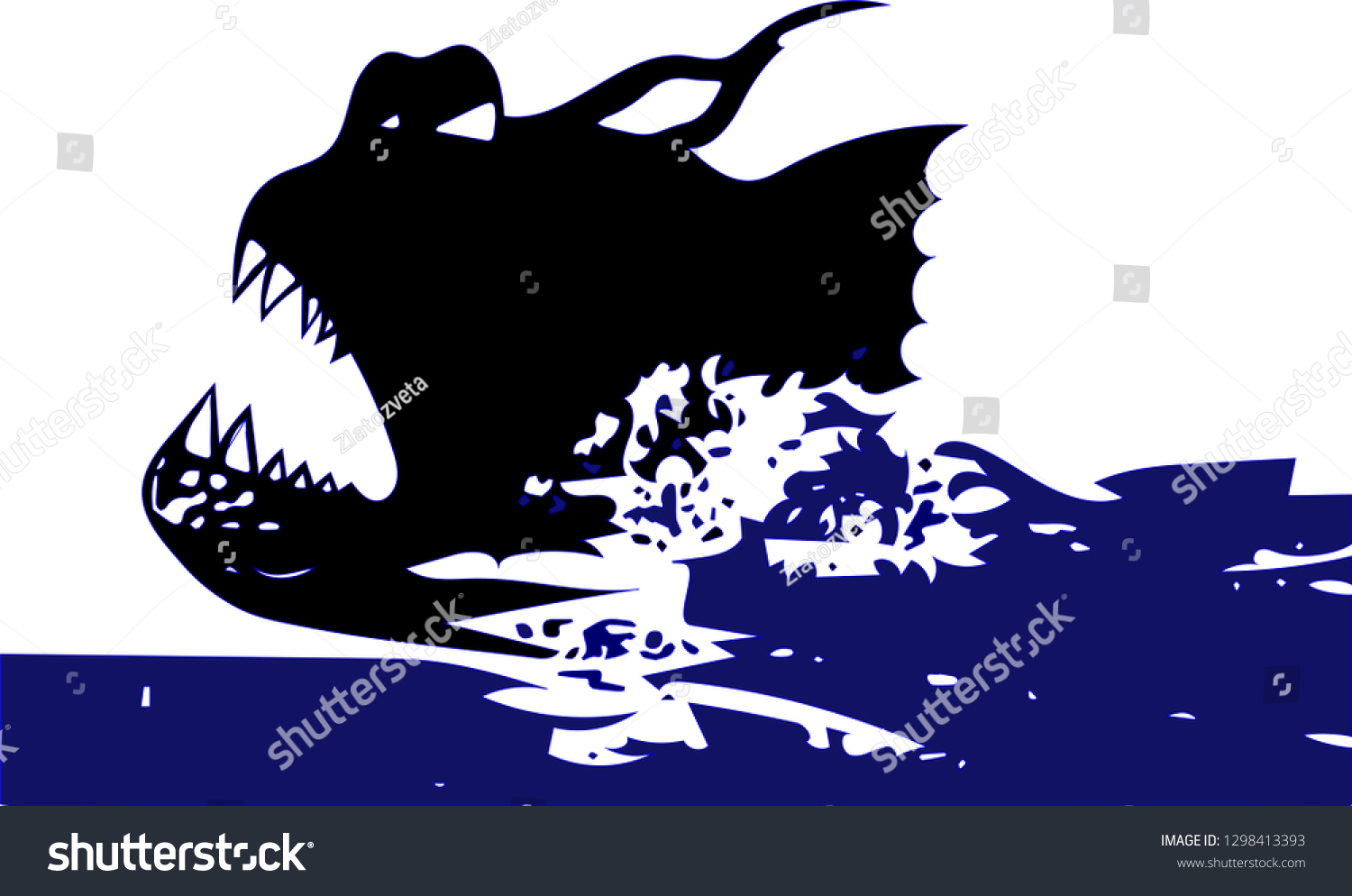 Evil Sea Monster Stock Vector (Royalty Free) 1298413393