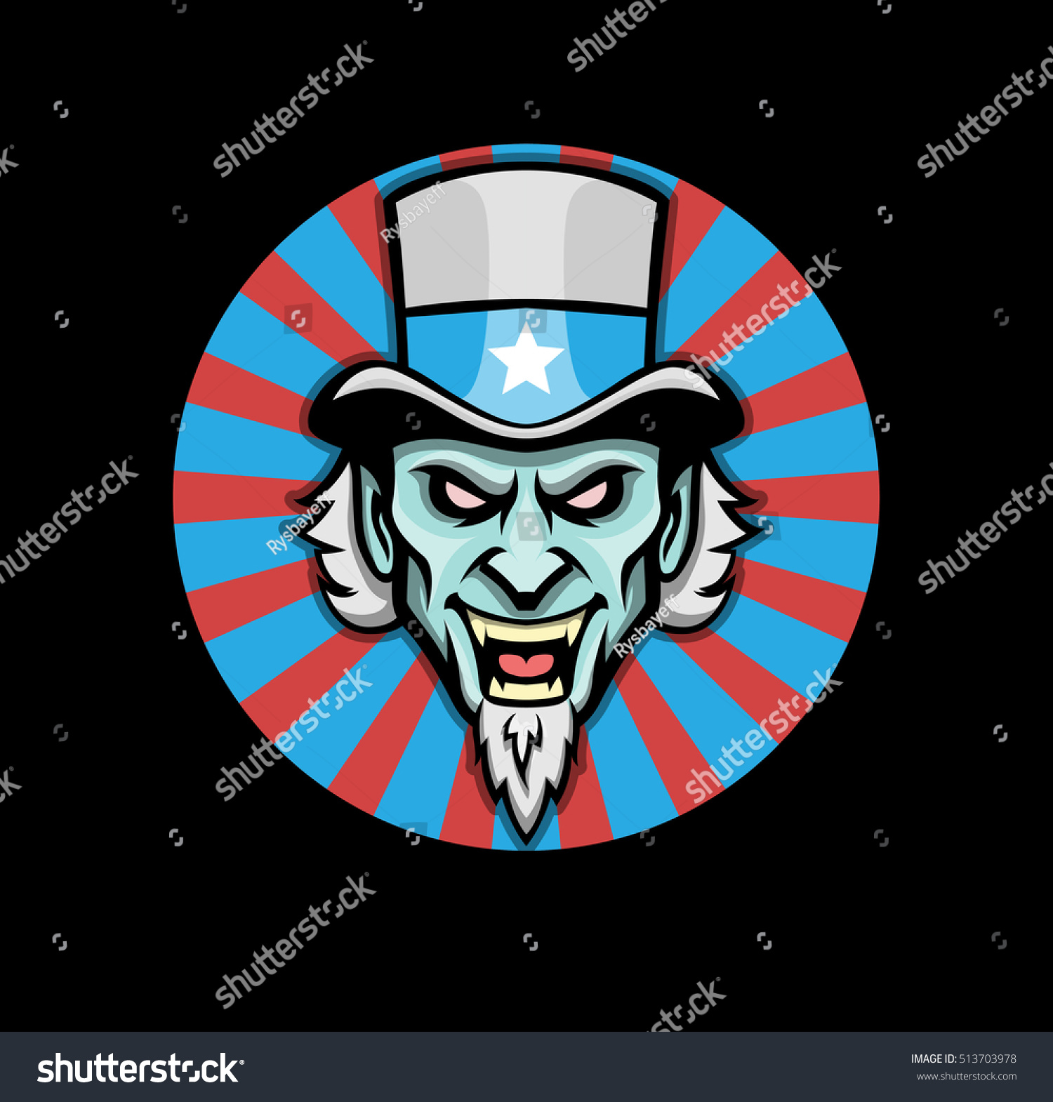 Evil Uncle Sam Mascot Vector Logo: vector de stock (libre de regalías ...